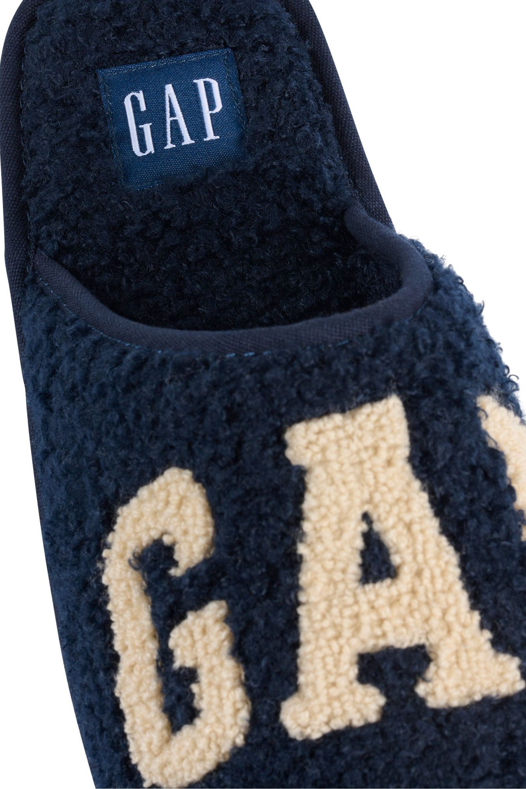 Buy Navy Blue Women's Plano Logo Borg Slippers from the Gap online shop
