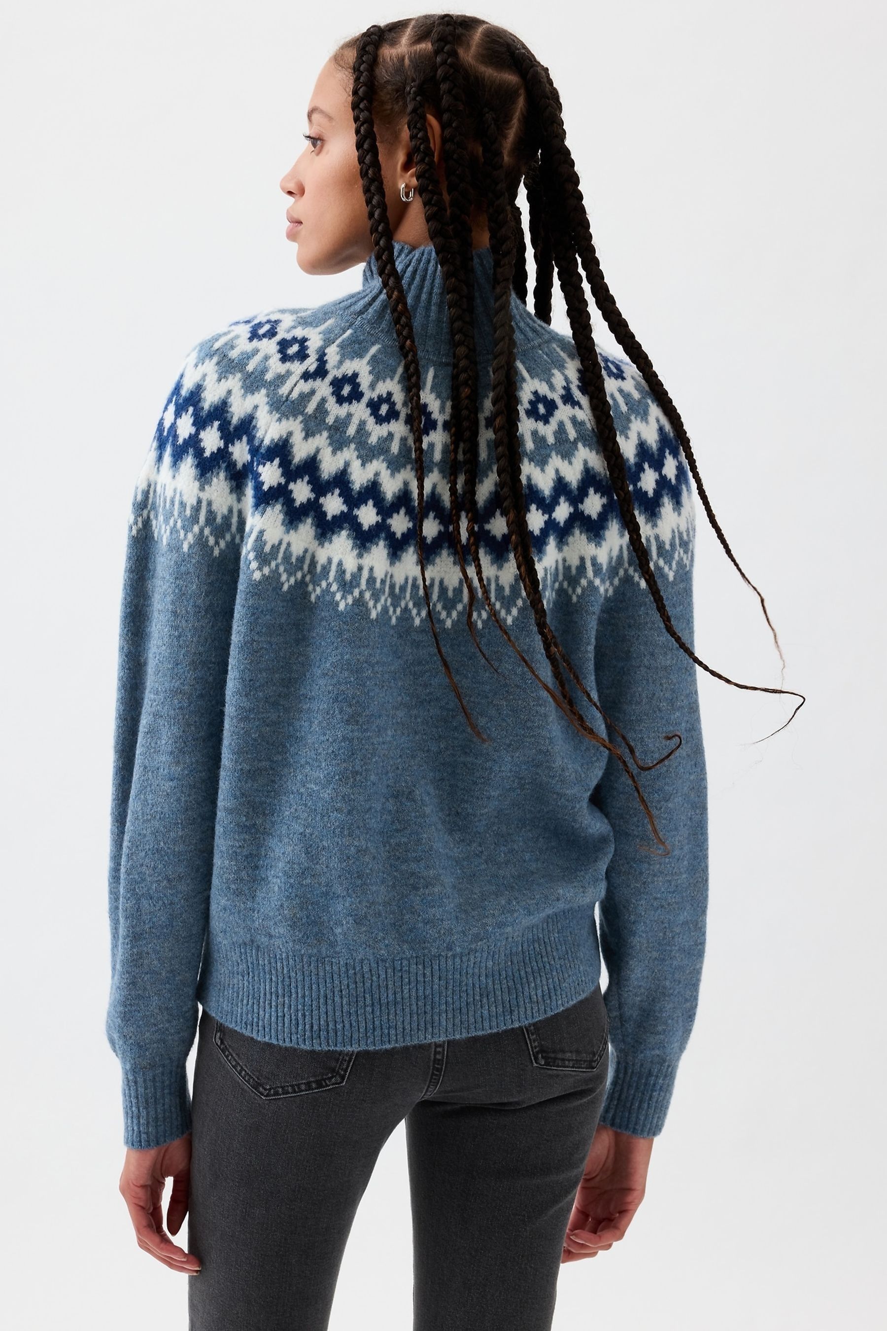 Buy Blue Relaxed Forever Cosy Fair Isle Turtle Neck Jumper from the Gap ...