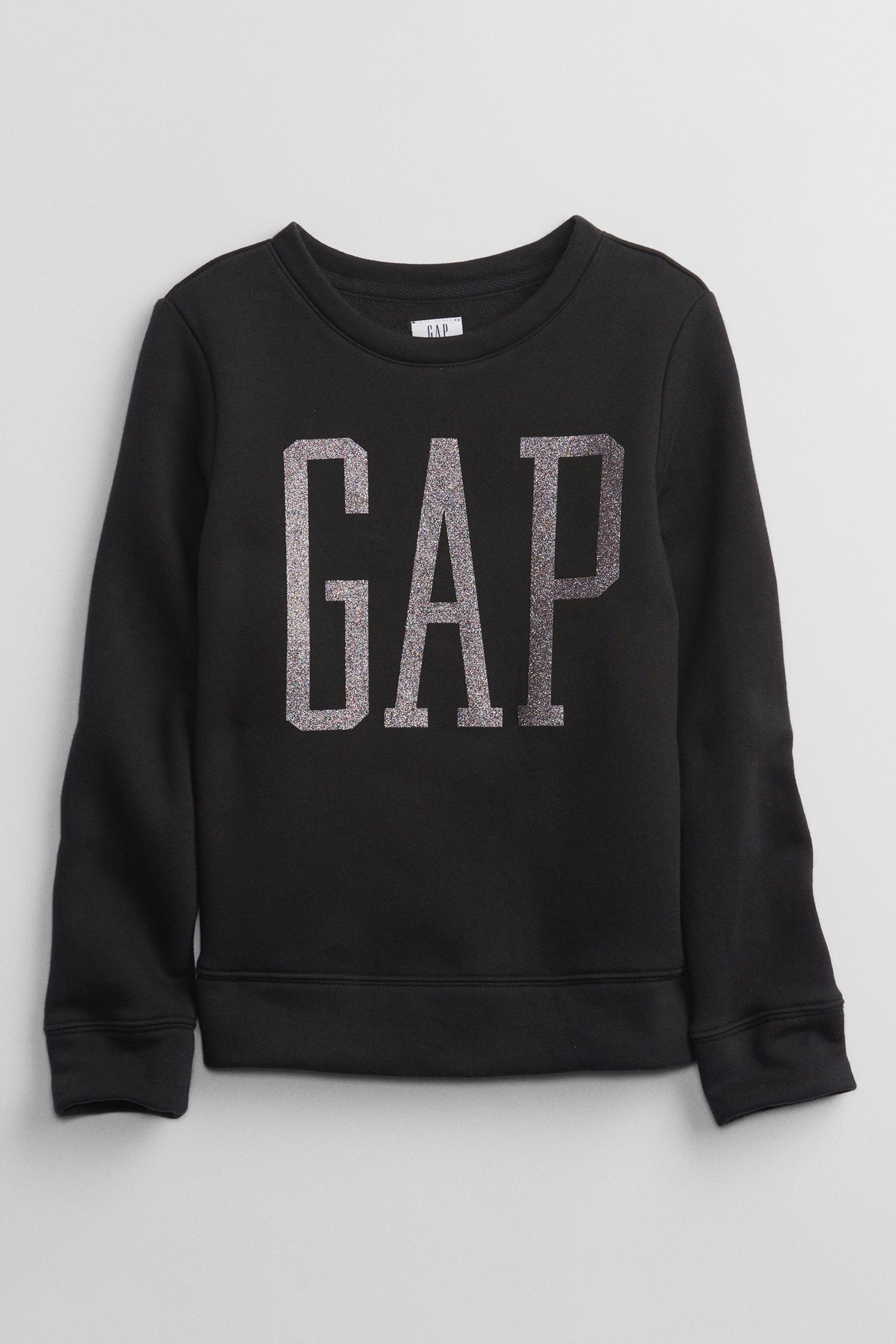 Buy Black Glitter Logo Crew Neck Sweatshirt from the Gap online shop