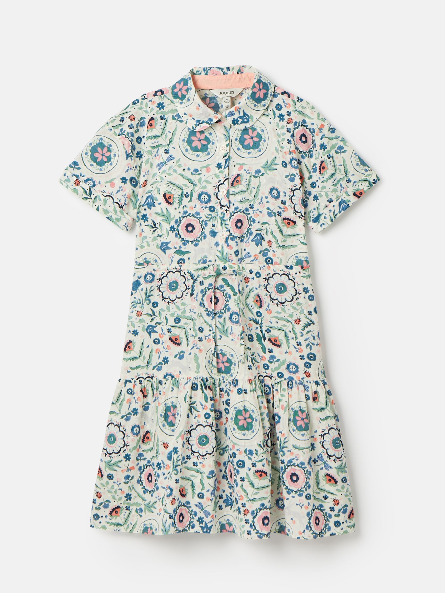 Girls' Summer Pink / Green Textured Shirt Dress | Joules