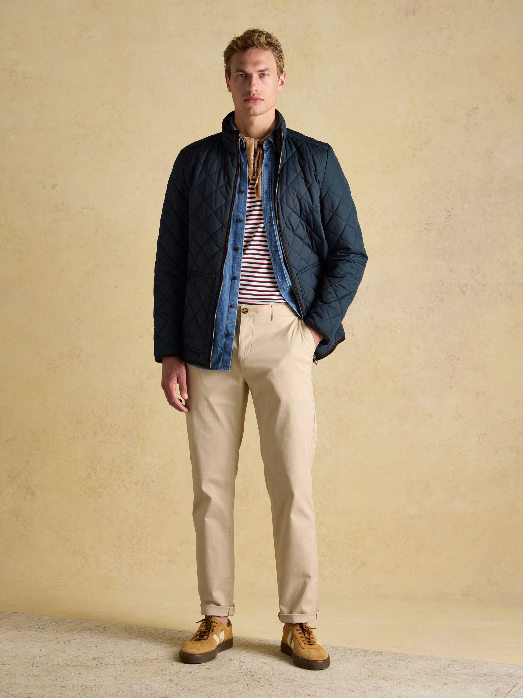 Maynard Navy Blue Diamond Quilted Jacket | Joules