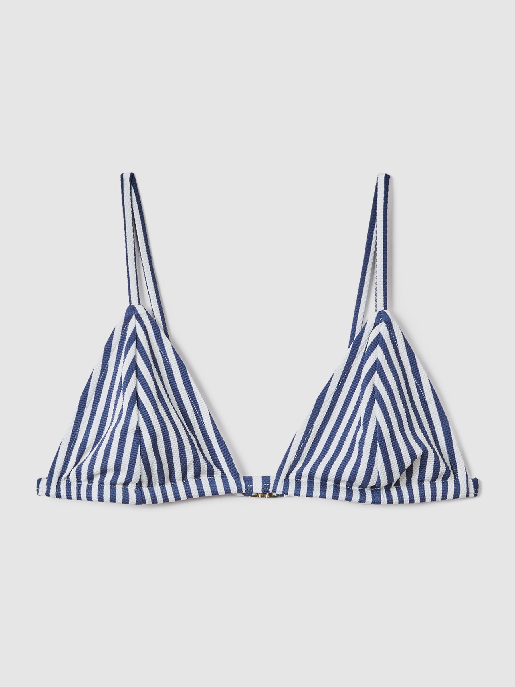 Reiss Fella Swim Julian Triangle Bikini Top in Blue Stripe - REISS