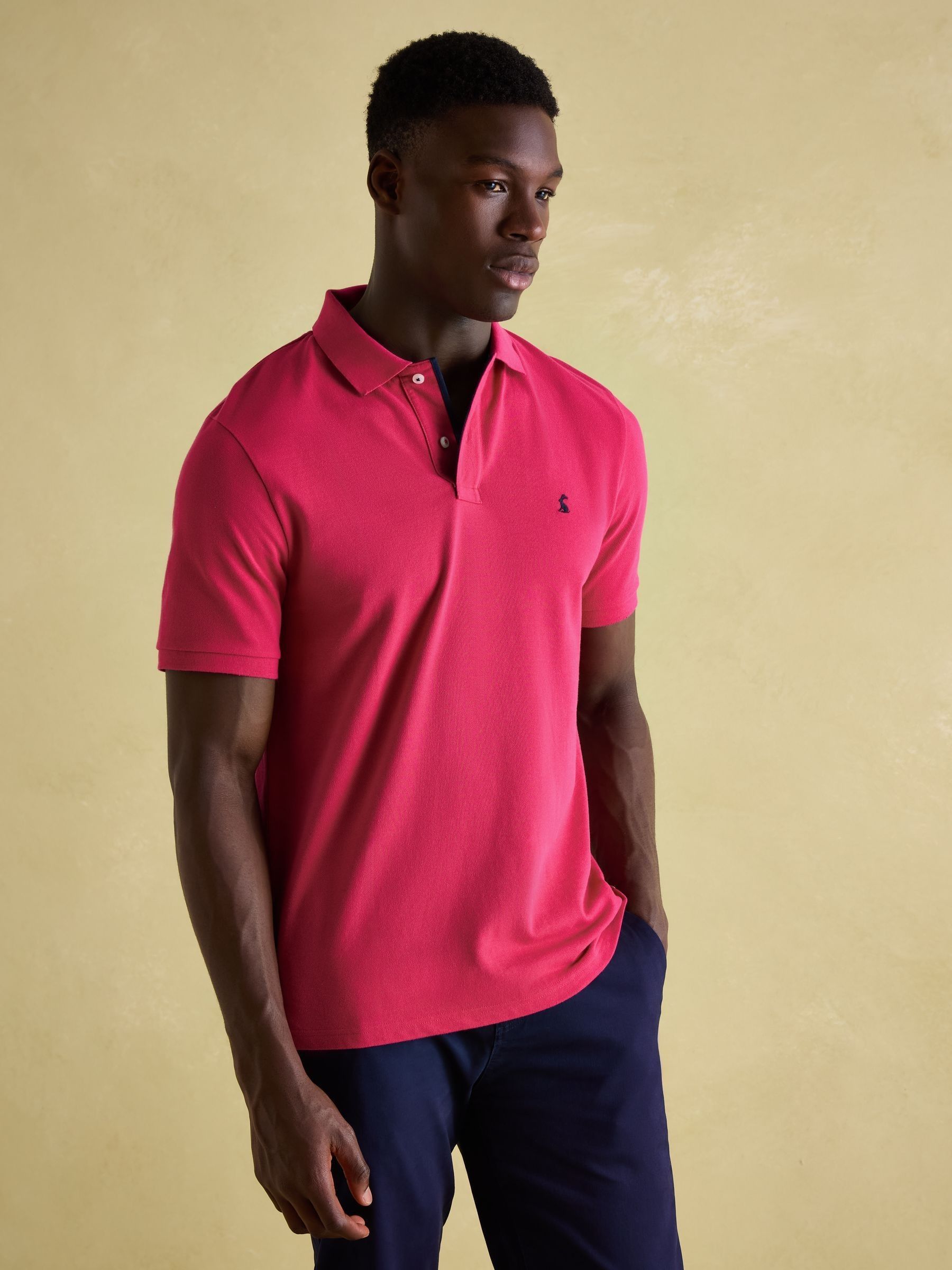 Woody Bright Pink Cotton Pique Polo Shirt | Joules