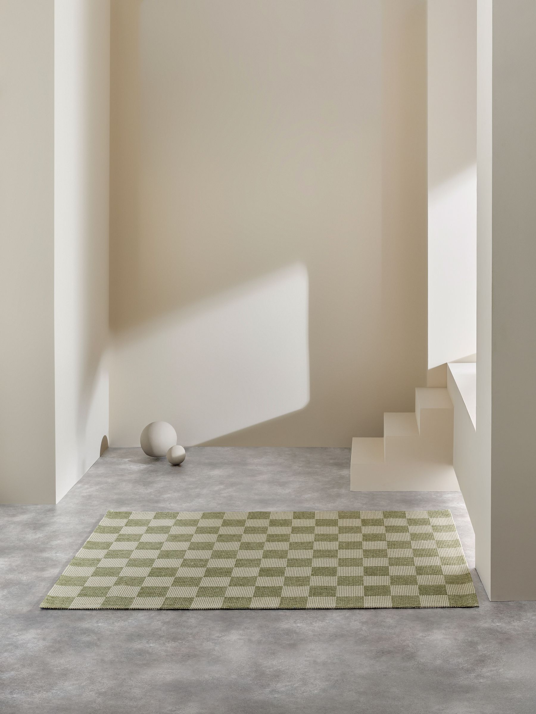 Juliette Woven Wool Rug in Green/White | Made