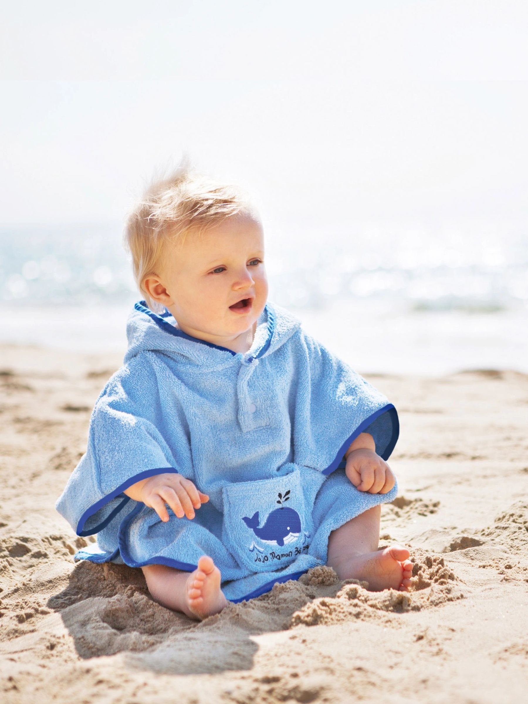 Blue Whale Towelling Poncho | JoJo Maman Bébé