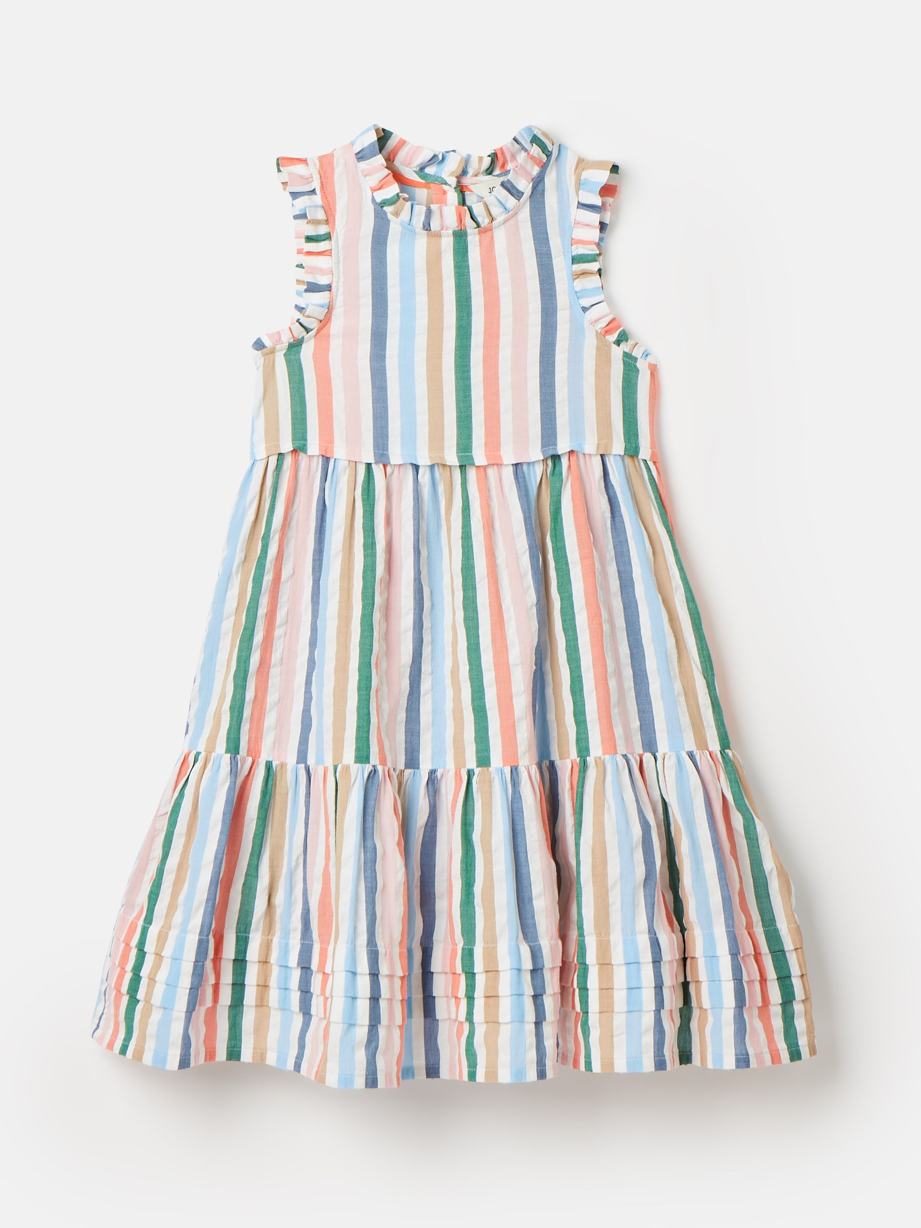Girls' Poppie Multi Stripe Tiered Dress | Joules