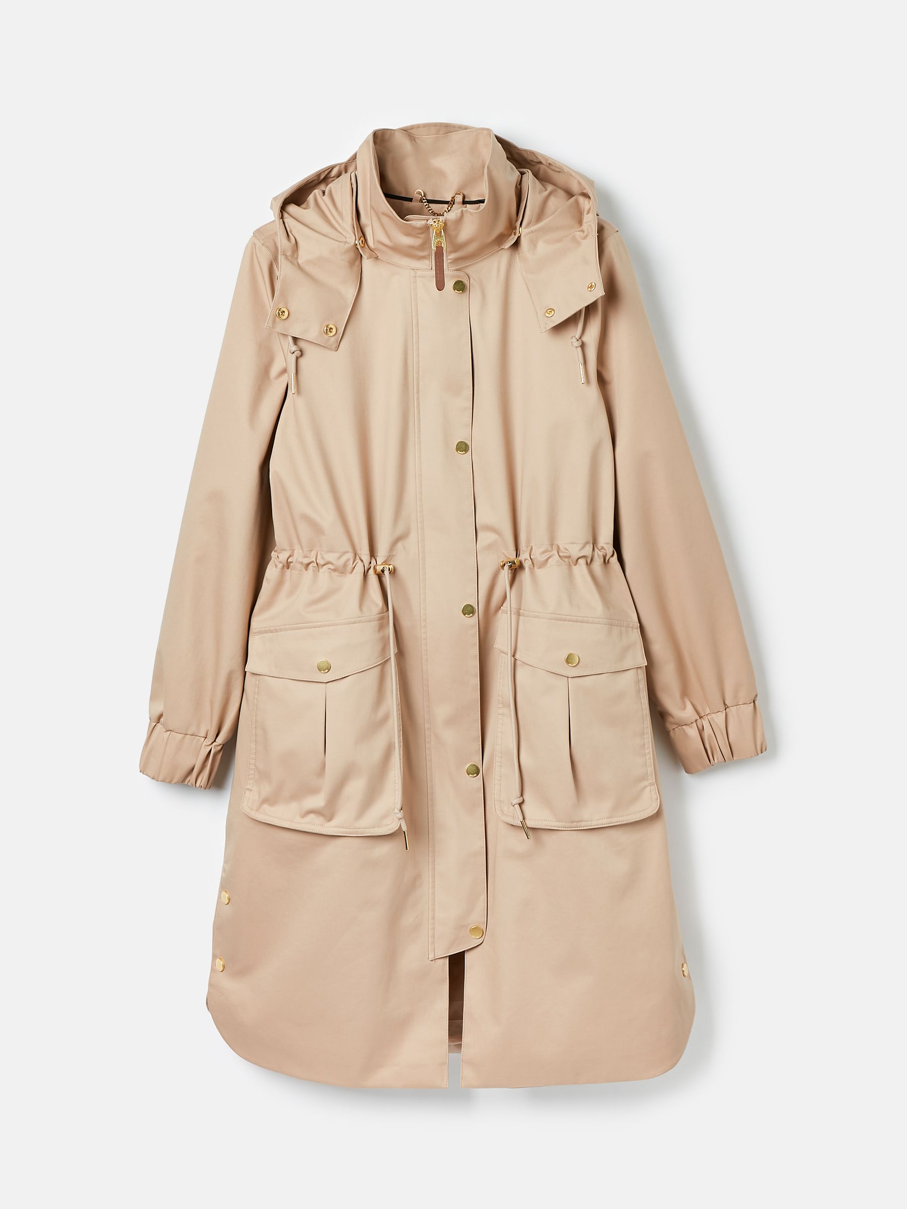 Harpsden Beige Waterproof Long Raincoat with Hood | Joules