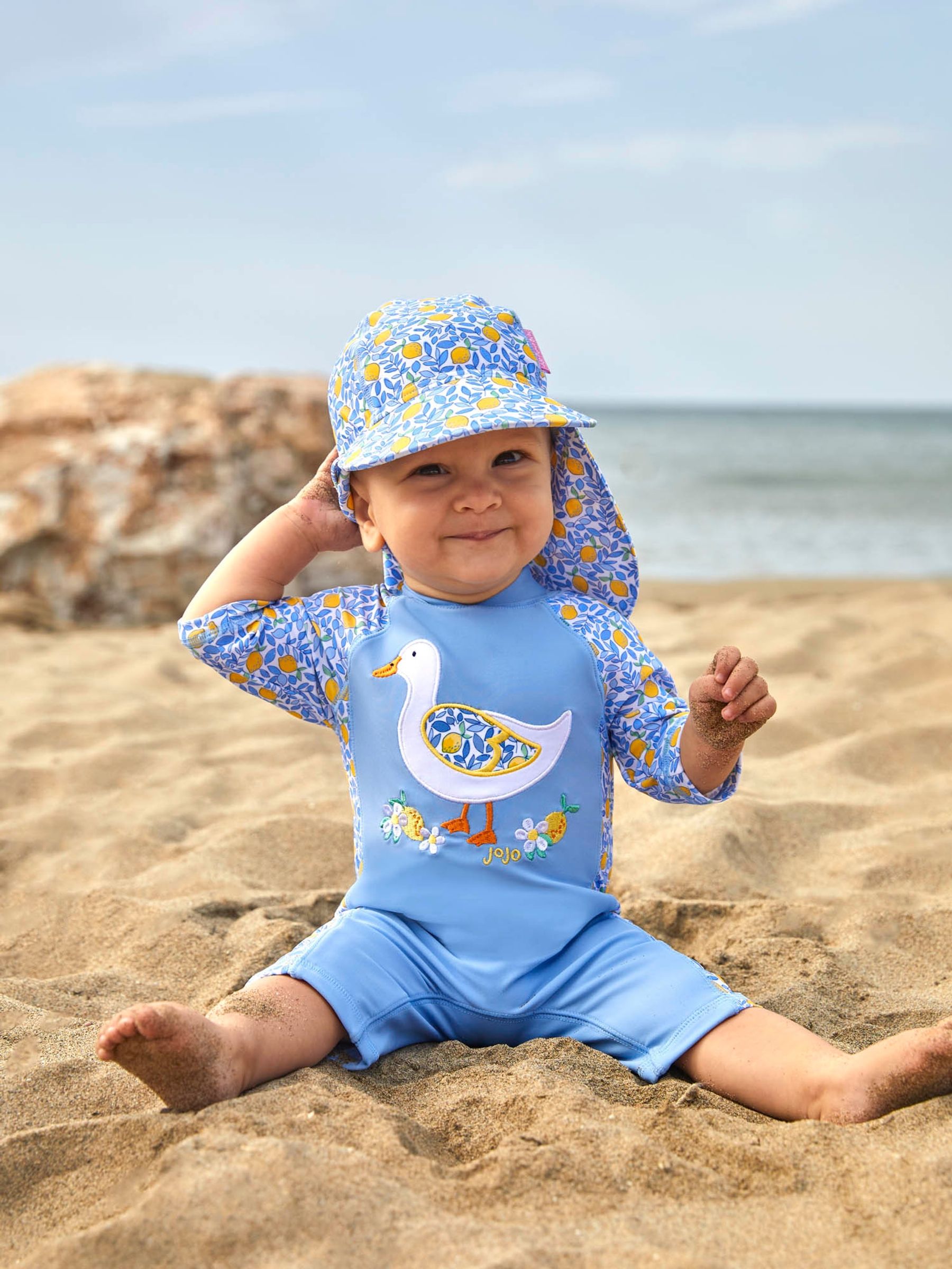 Blue Lemon UPF 50 1-Piece Sun Protection Suit | JoJo Maman Bébé