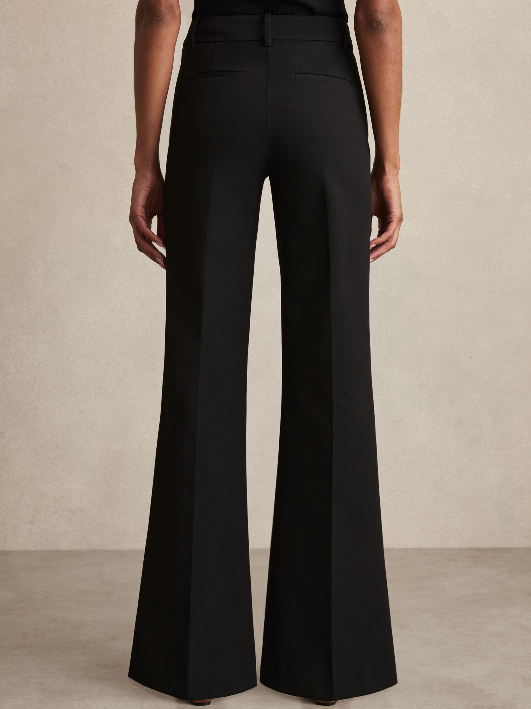 Reiss High Rise Flared Trousers in Black - REISS