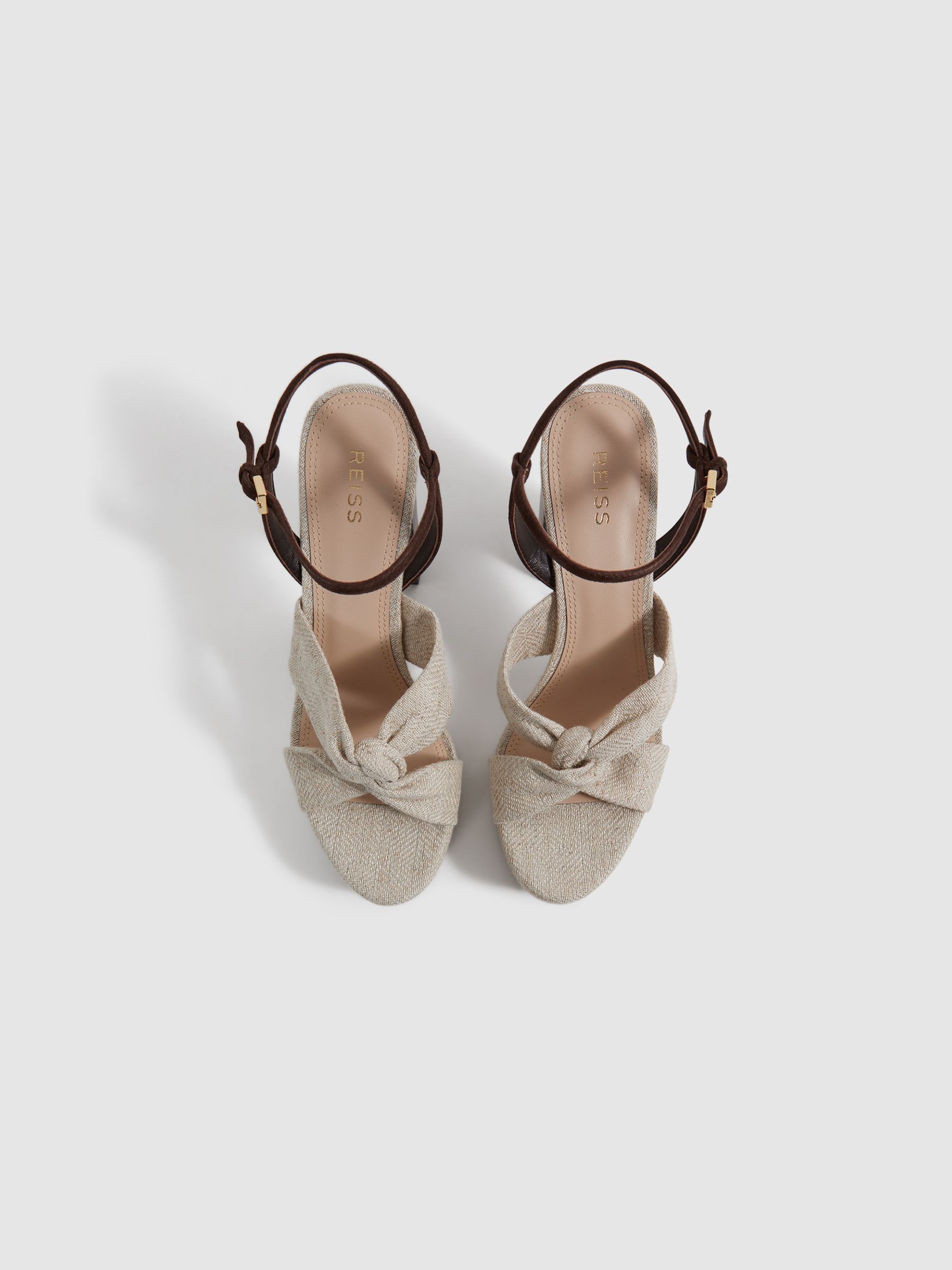 Reiss Raffia Platform Heels in Natural - REISS