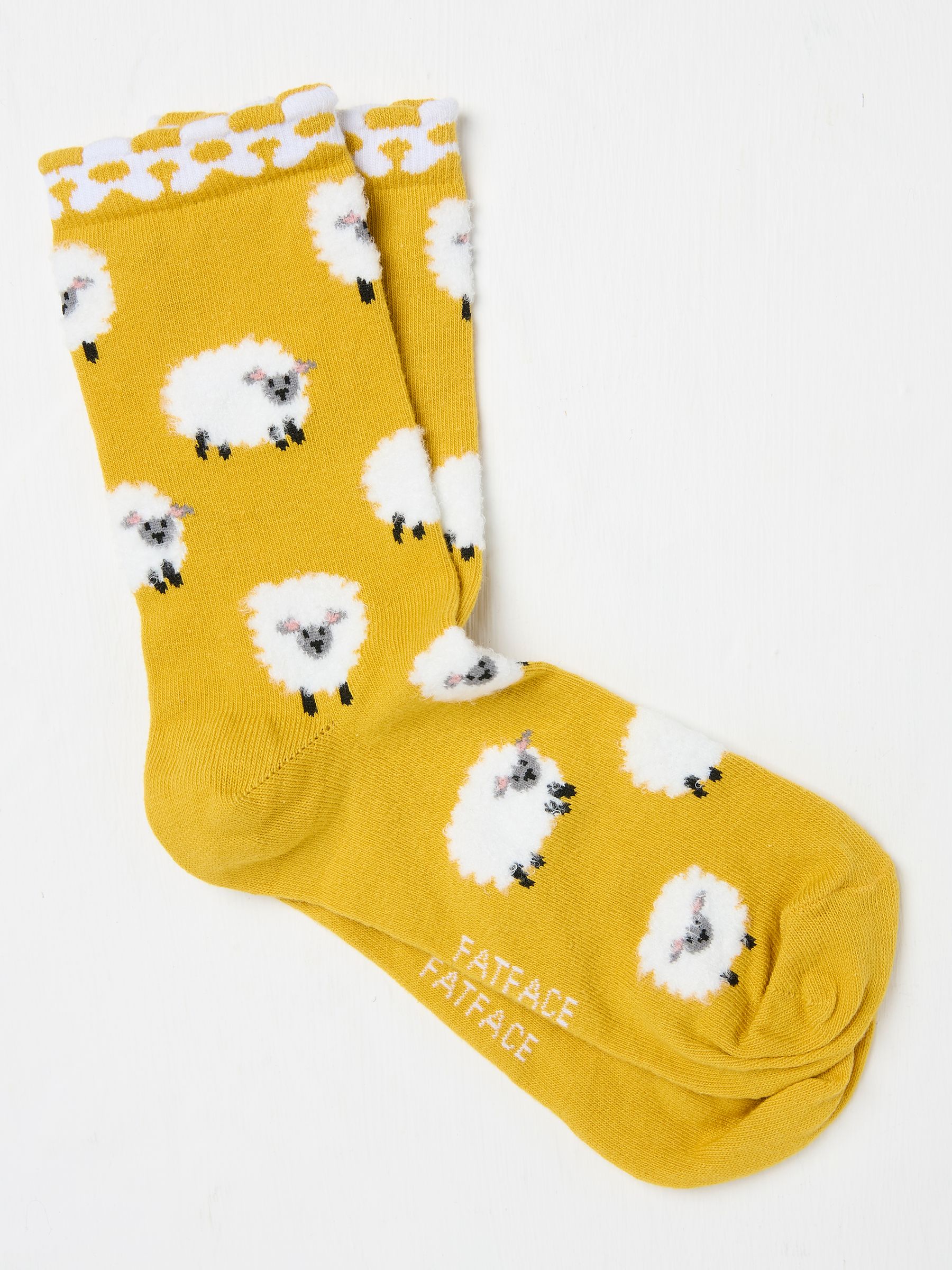 Yellow Fluffy Sheep Socks | FatFace
