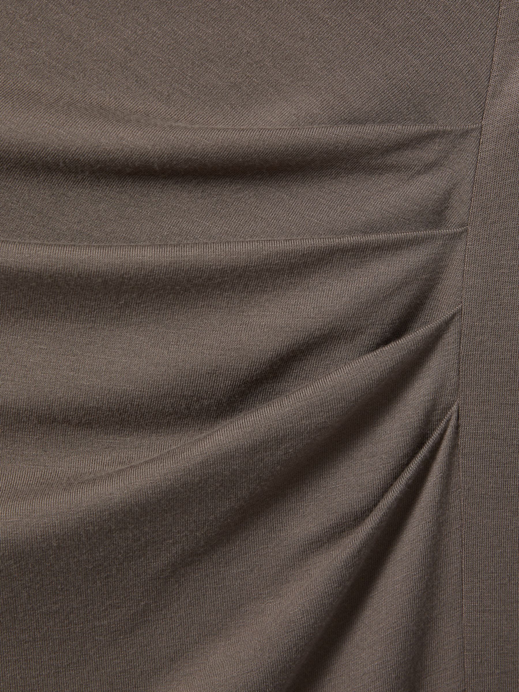 Reiss Ruched Jersey Midi Dress in Mocha | REISS