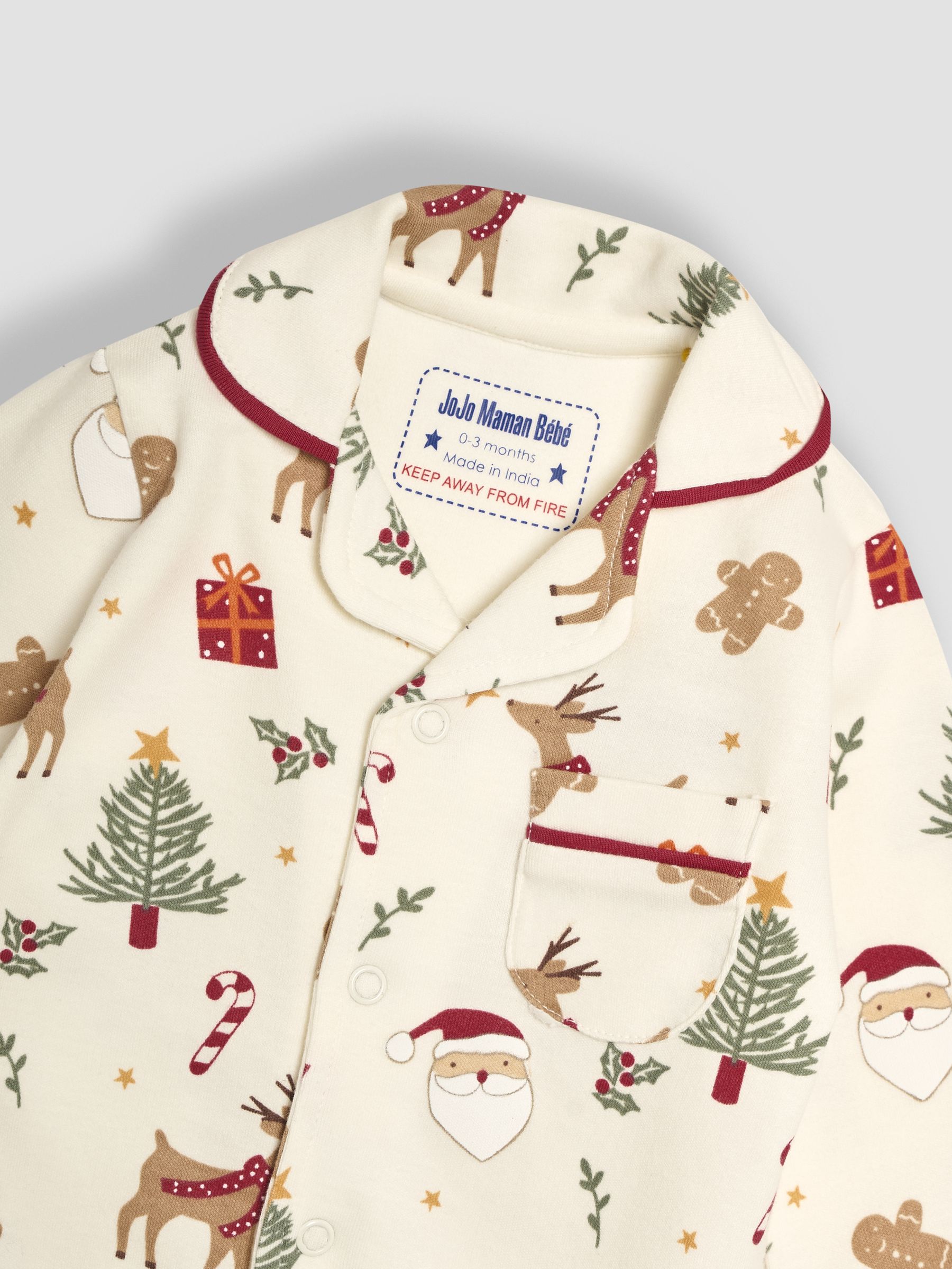 Cream 100% Cotton Christmas All-In-One Pyjamas | JoJo Maman Bébé