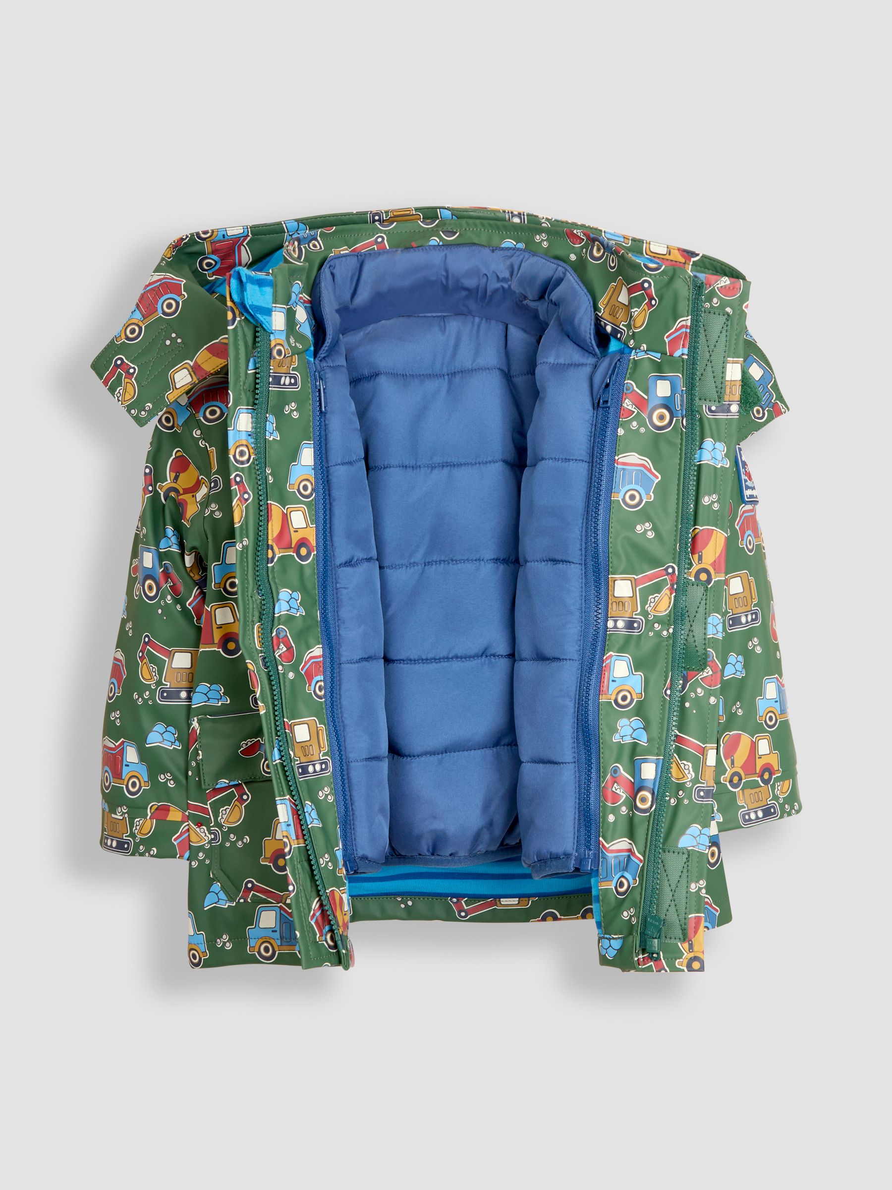 Khaki Blue Digger 3 in 1 Waterproof Jacket | JoJo Maman Bébé