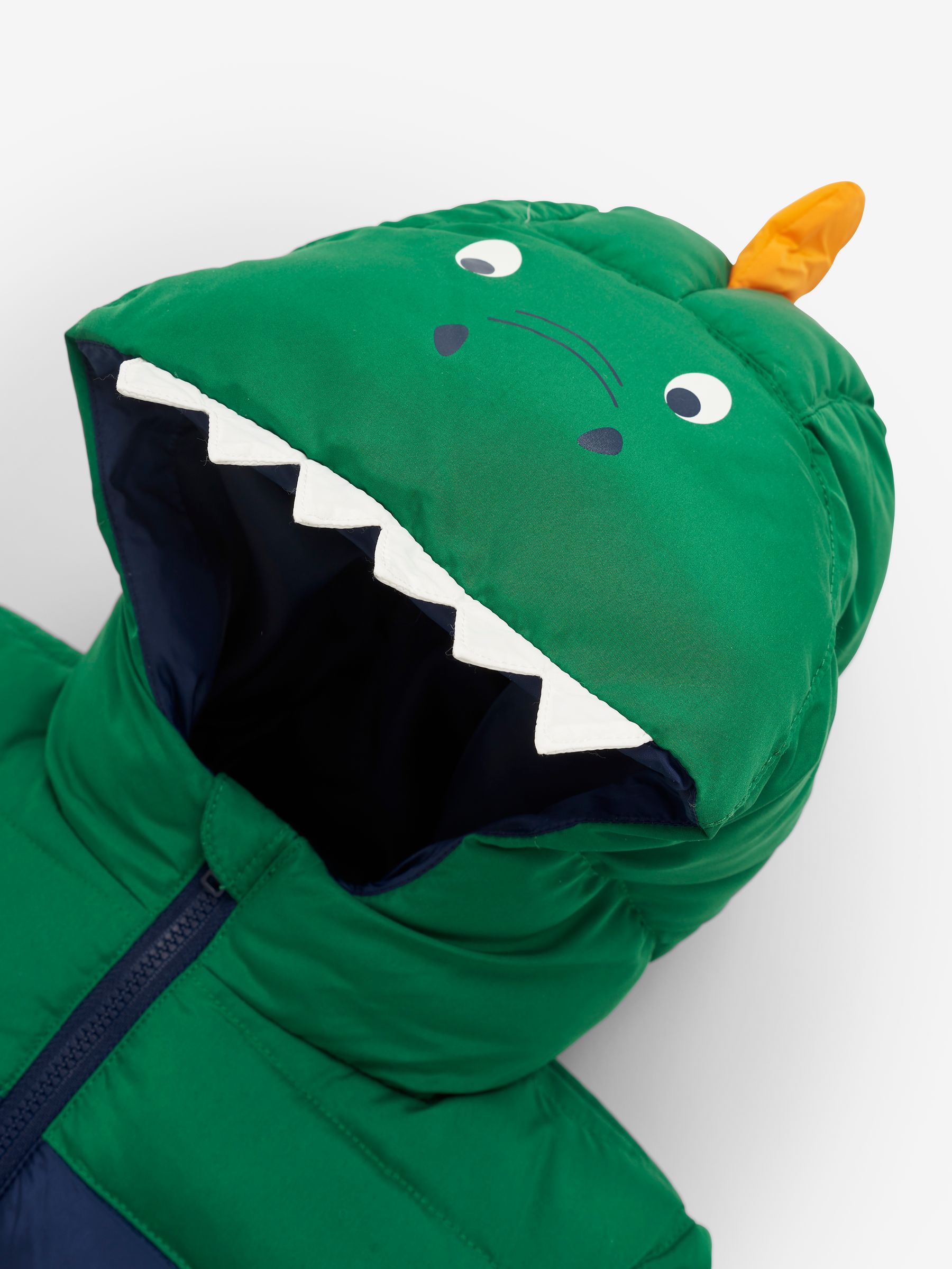 Navy Green Dino Puffer Jacket | JoJo Maman Bébé
