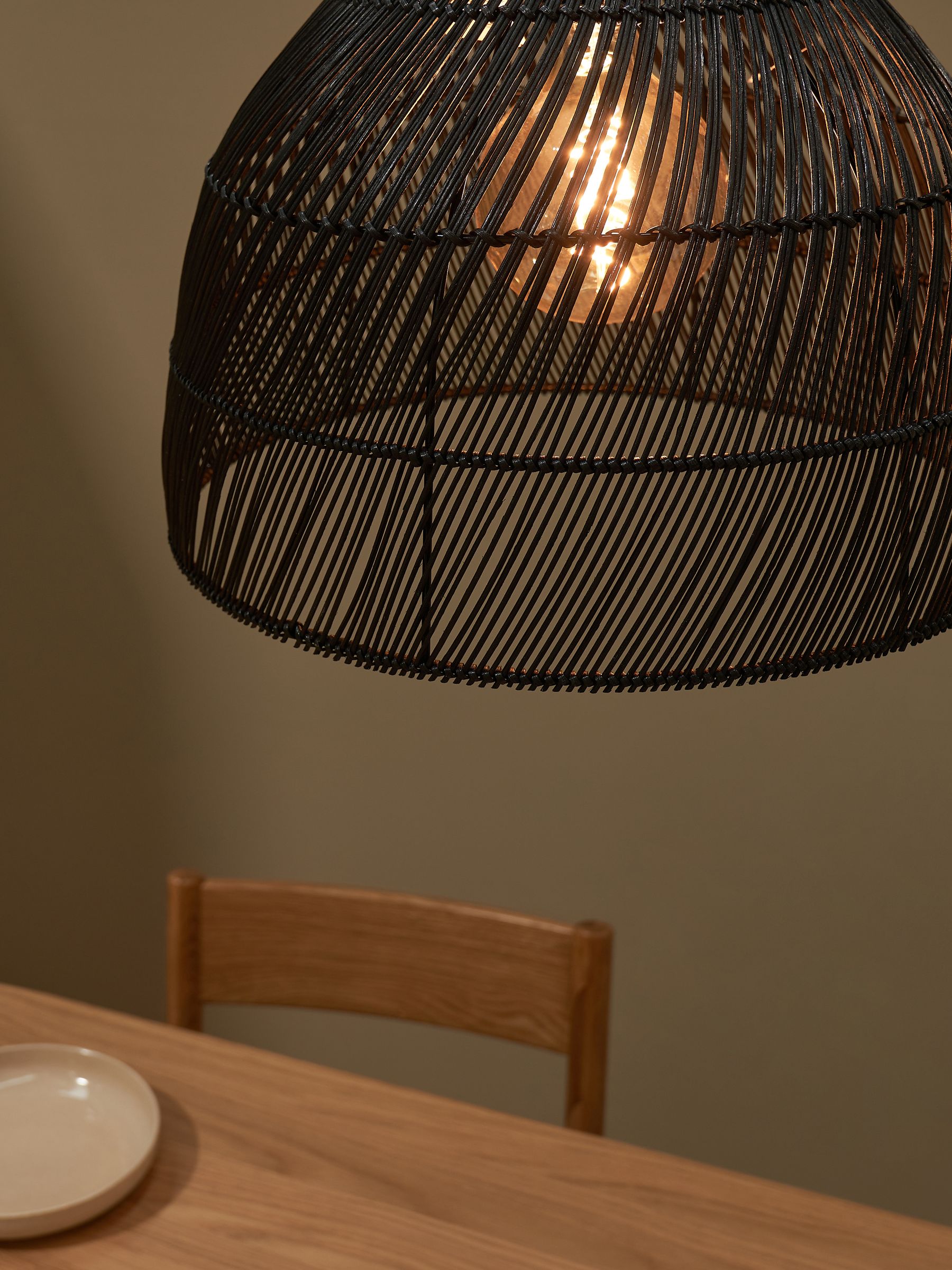 Java Small Lamp Shade in Black Rattan | Made
