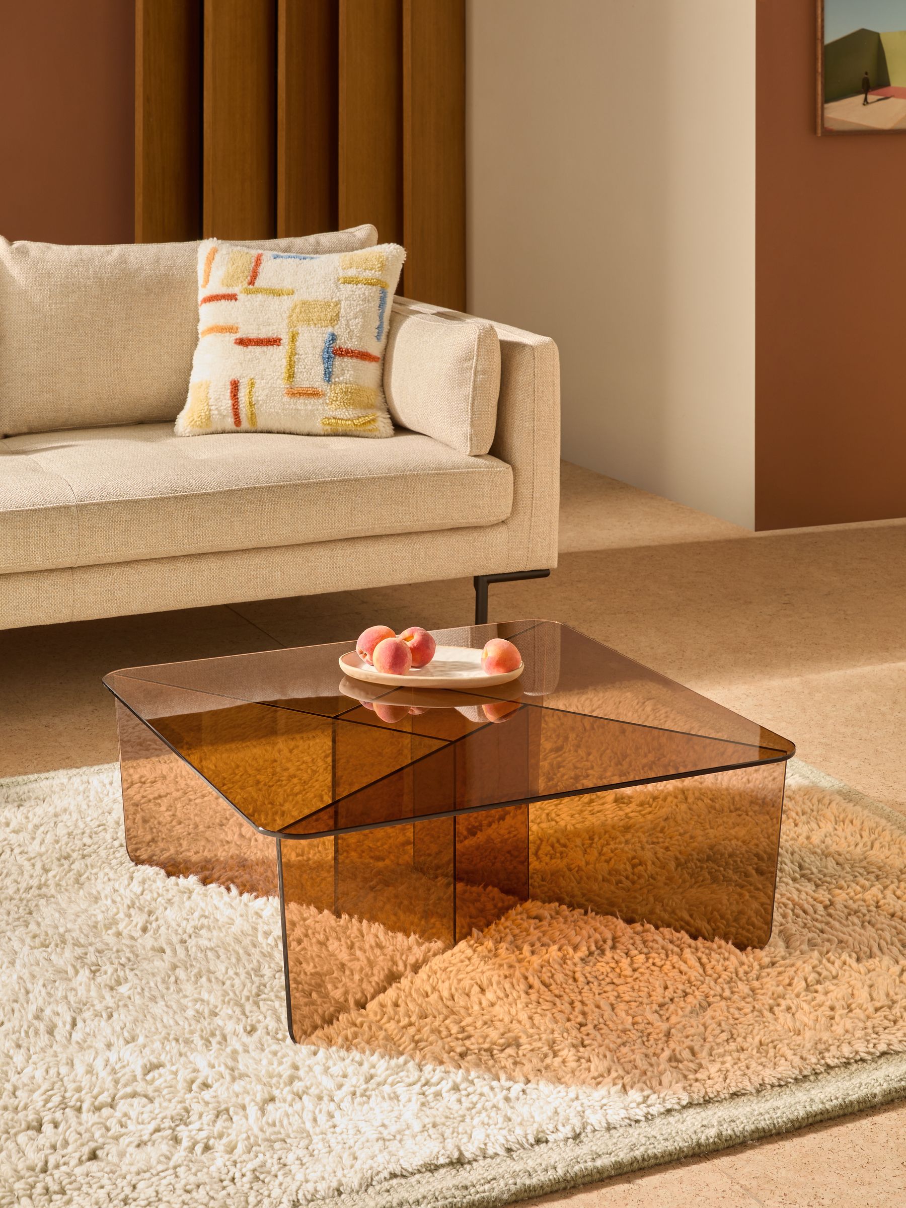 Oki Coffee Table in Caramel Glass | Made