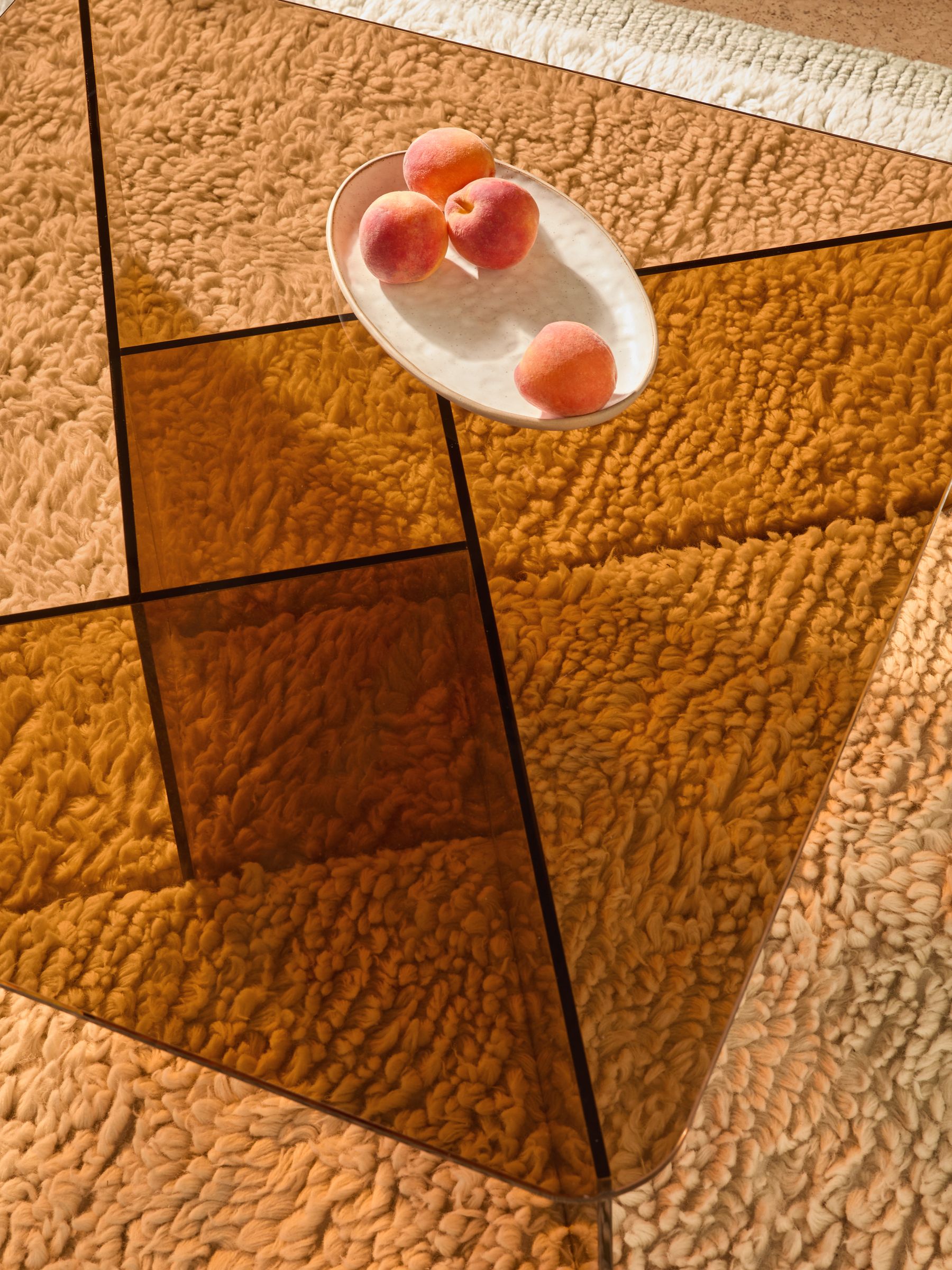 Oki Coffee Table in Caramel Glass | Made