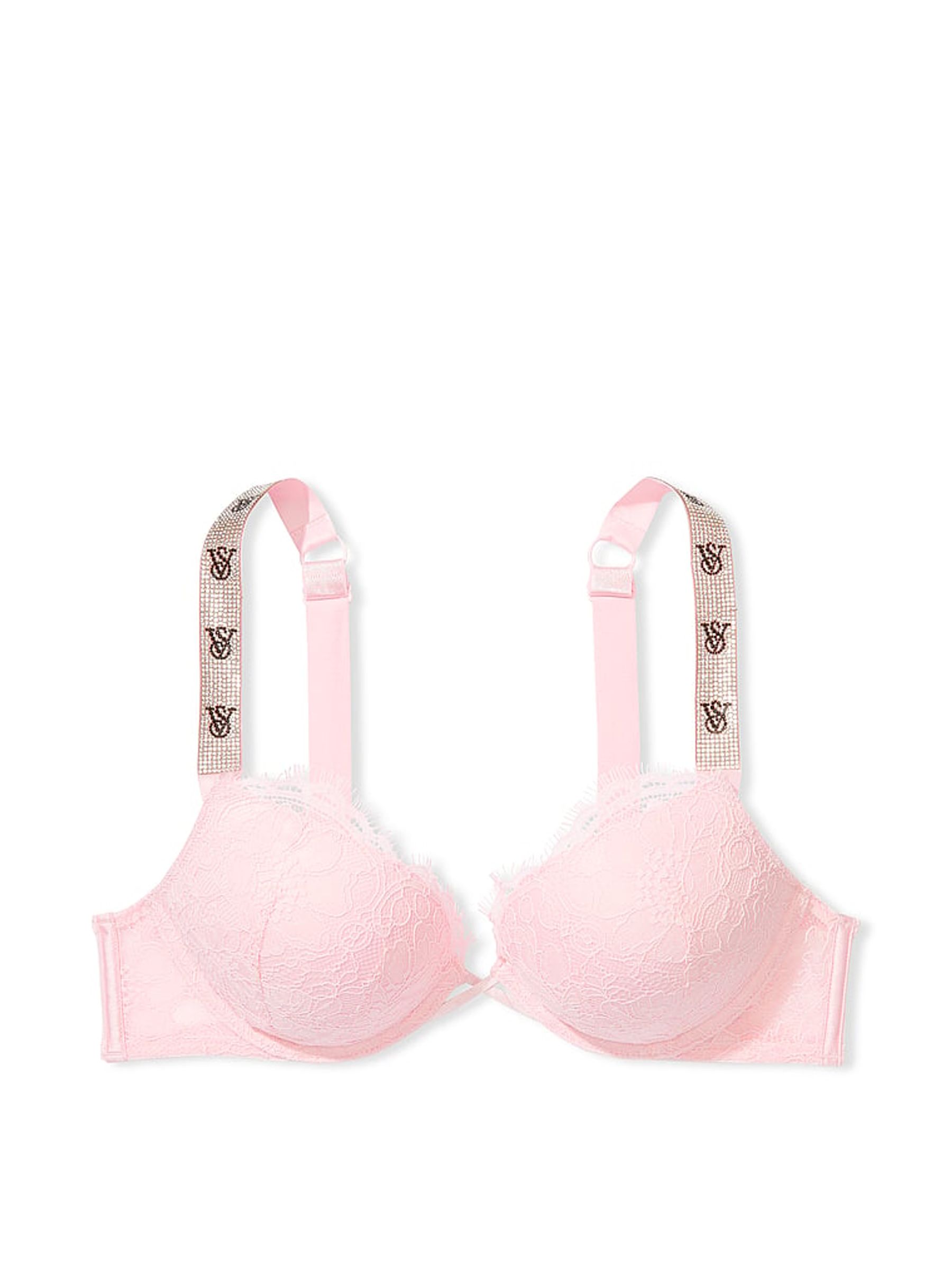 Buy Victoria's Secret Pretty Blossom Pink Lace Monogram Add 2 Cups Push ...