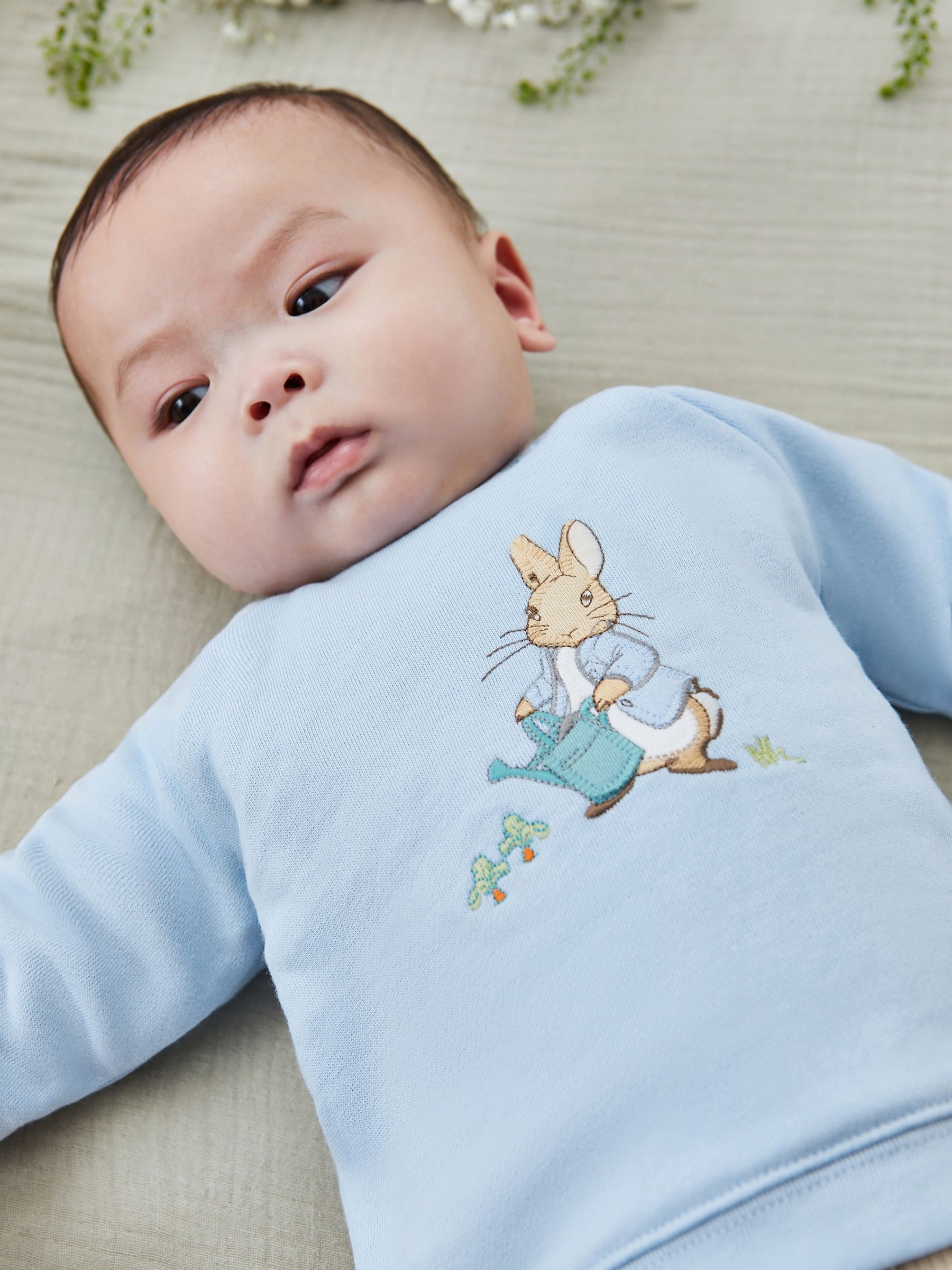 Blue Peter Rabbit Appliqué Sweatshirt & Trousers Baby Set | JoJo Maman Bébé