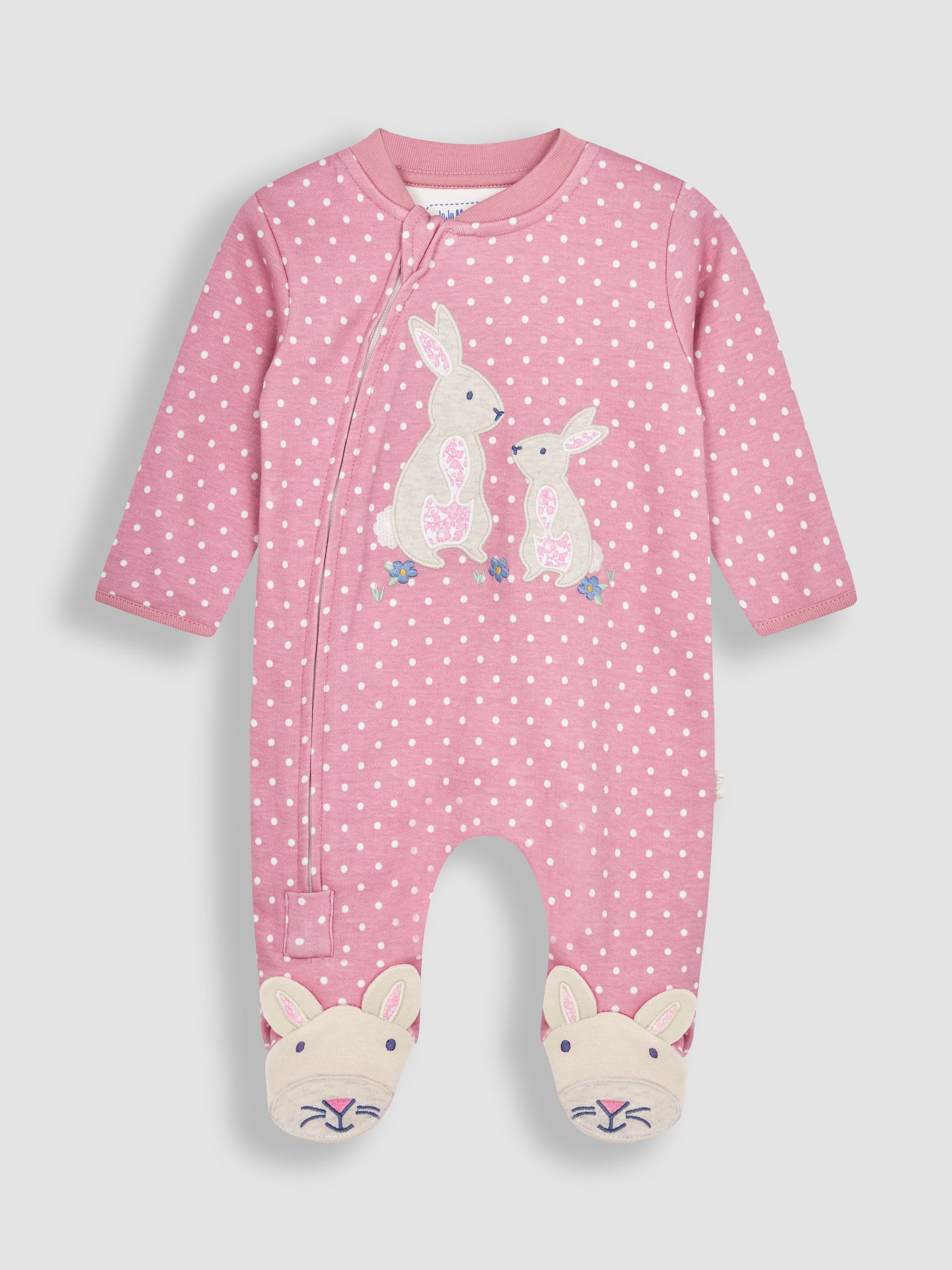 Pink Bunny Appliqué Zip Sleepsuit | JoJo Maman Bébé