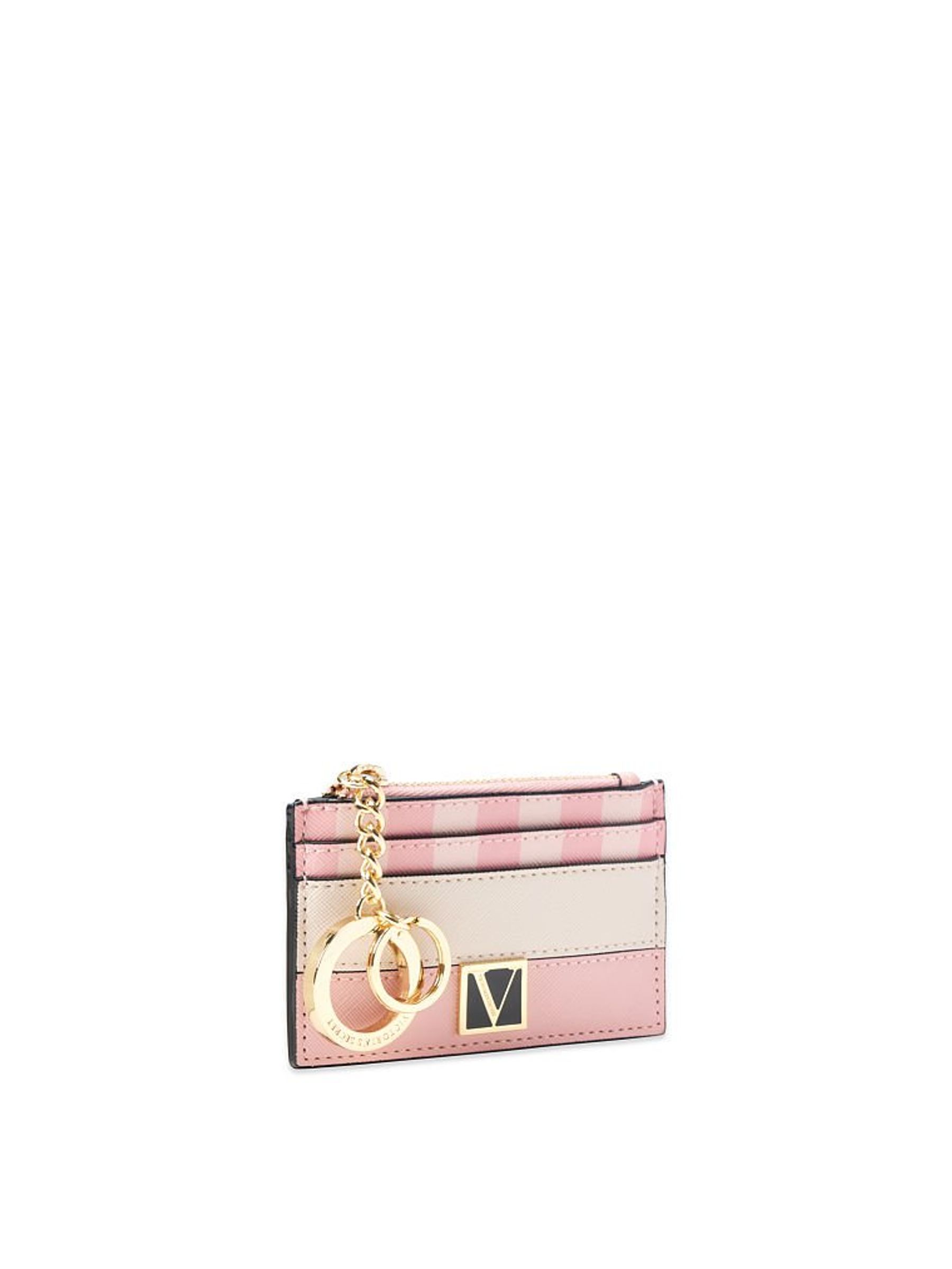 Pink Iconic Stripe Card Case Keyring | Victoria's Secret UK