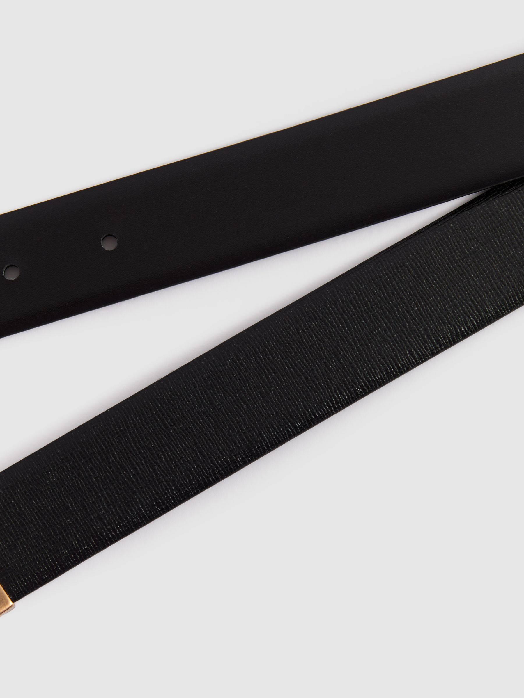 Reiss Reversible Leather Belt in Black - REISS