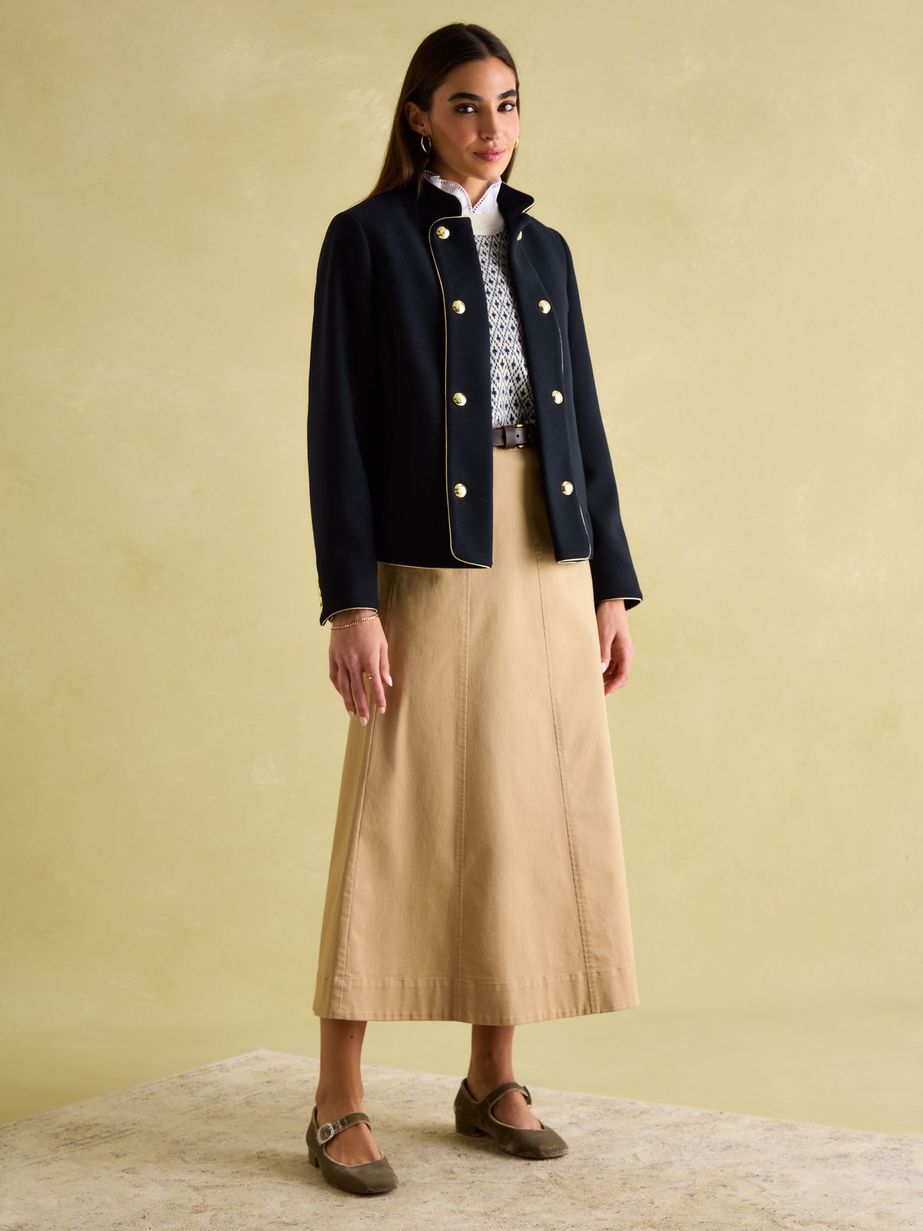 Hazelmere Navy Wool Blend Band Jacket | Joules