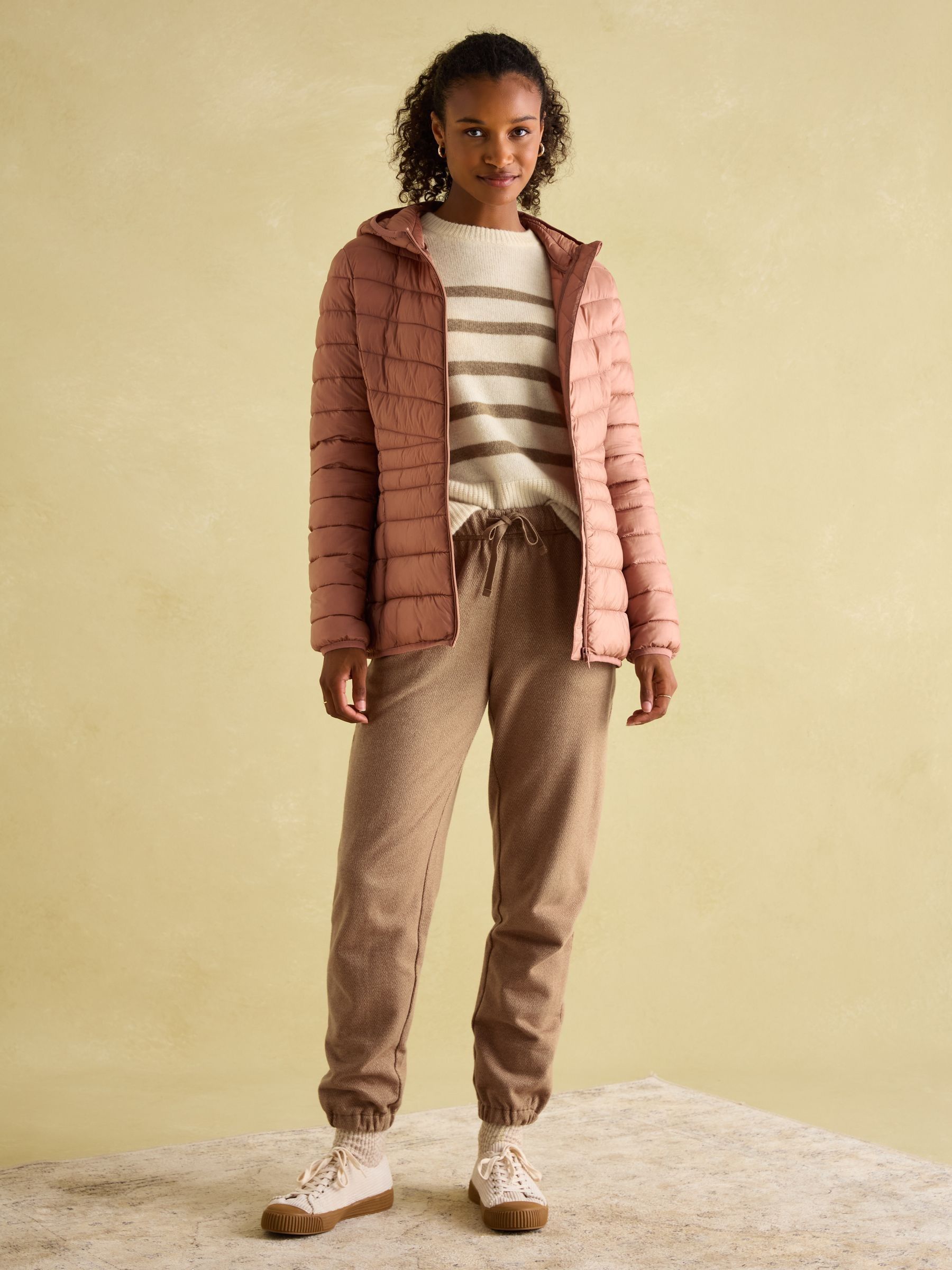 Kenley Pink Showerproof Padded Coat with Hood | Joules