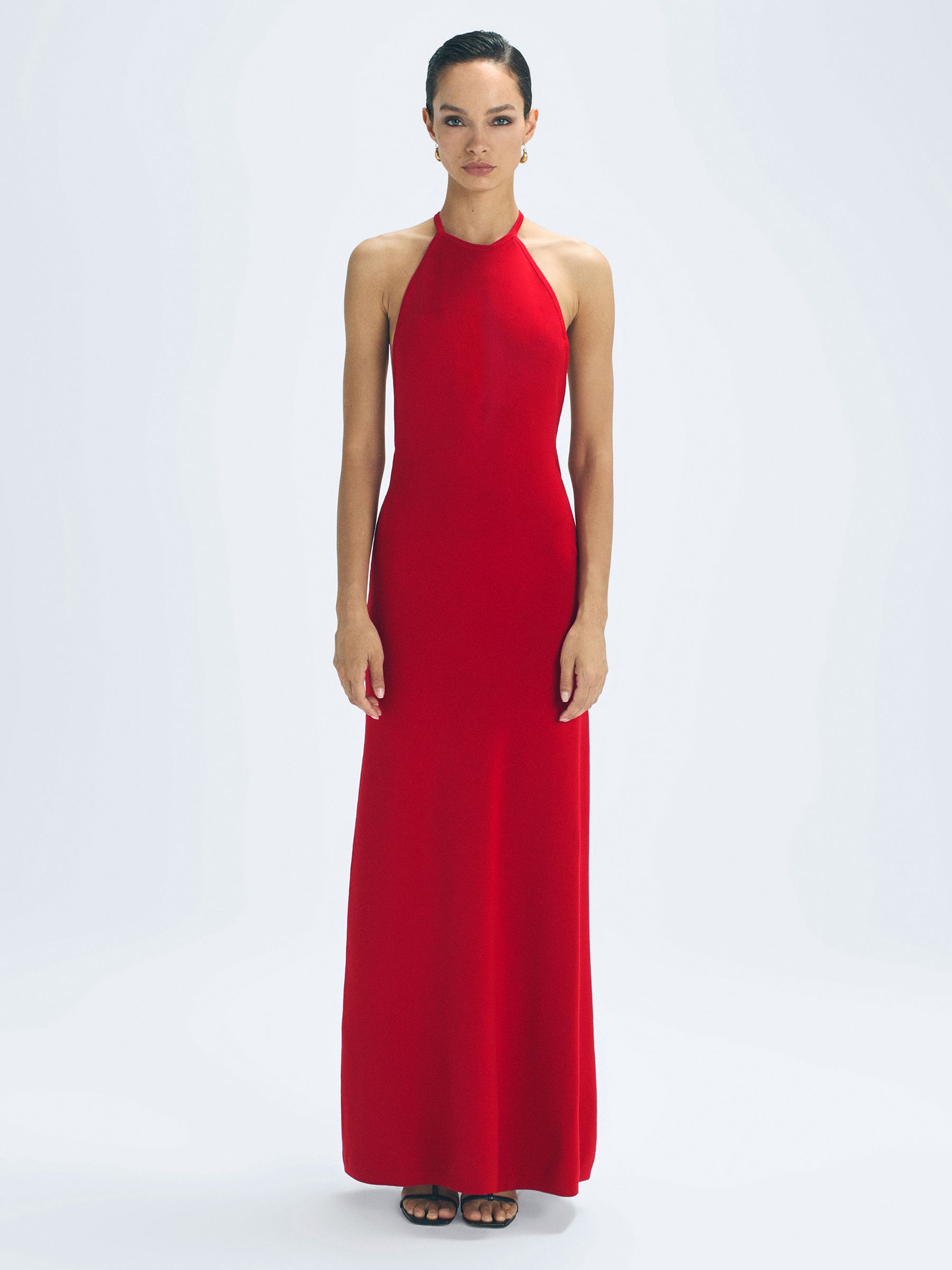 Reiss Halter Neck Maxi Dress in Red - REISS