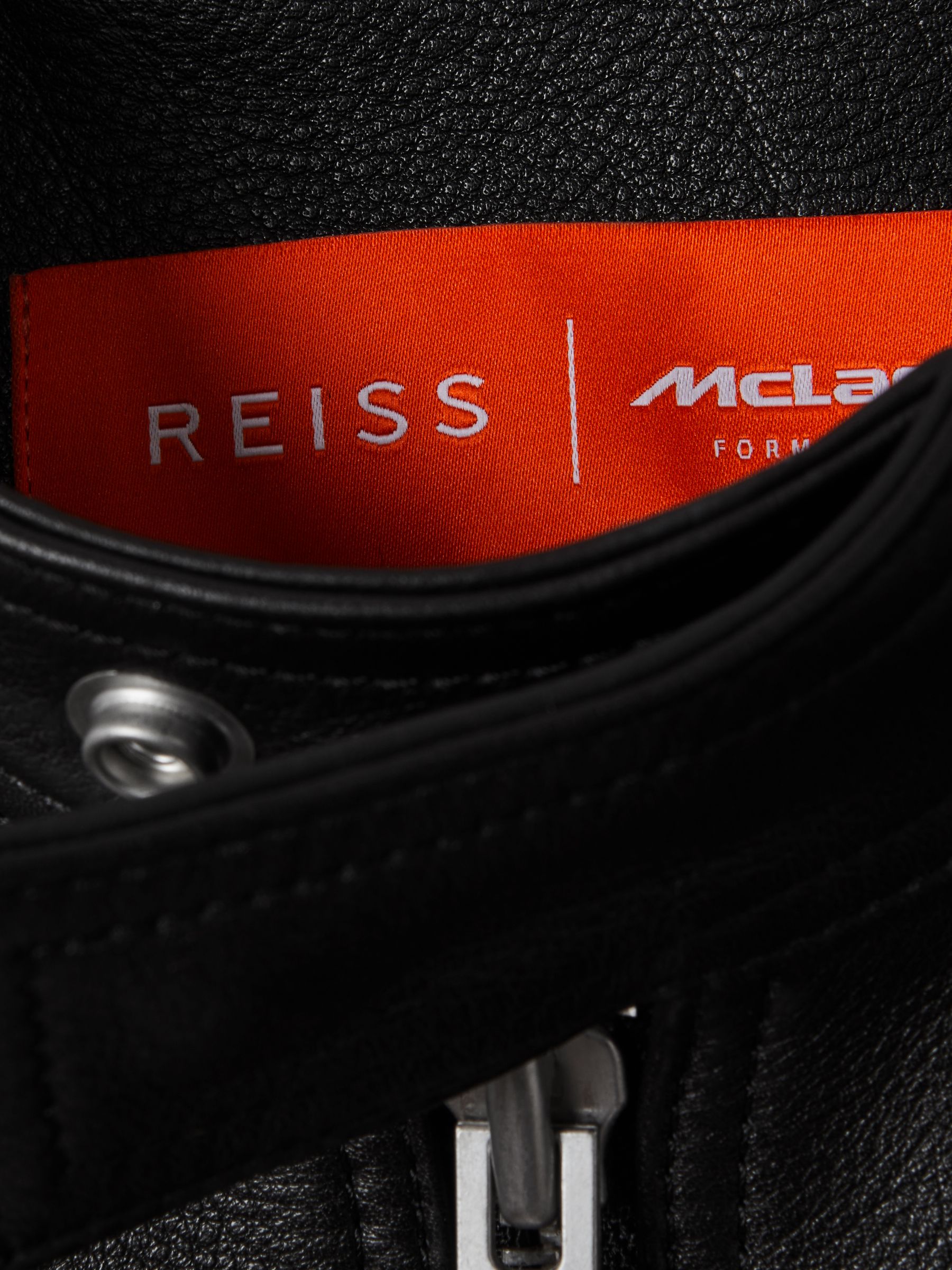 Reiss McLaren F1 Embossed Leather Jacket in Black - REISS