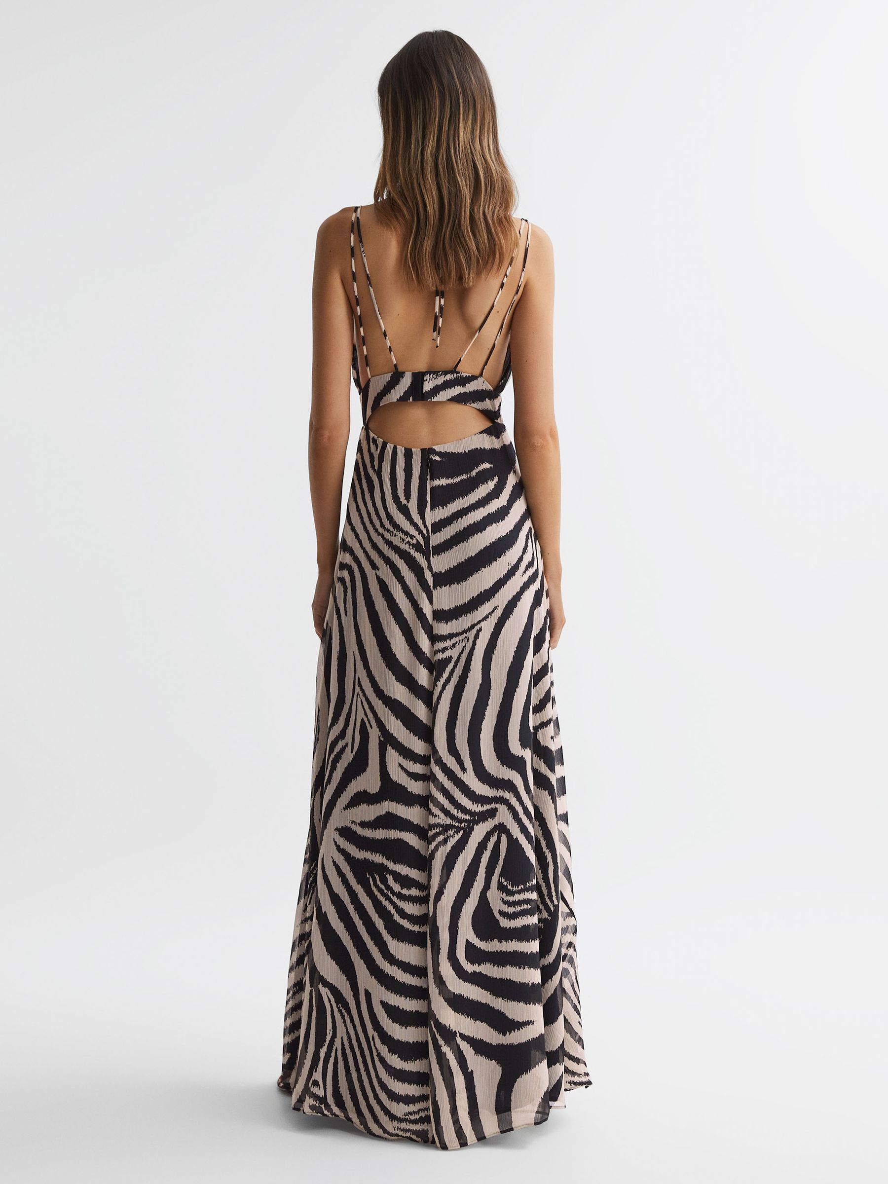 Reiss Zebra Print Maxi Dress in Black/White | REISS