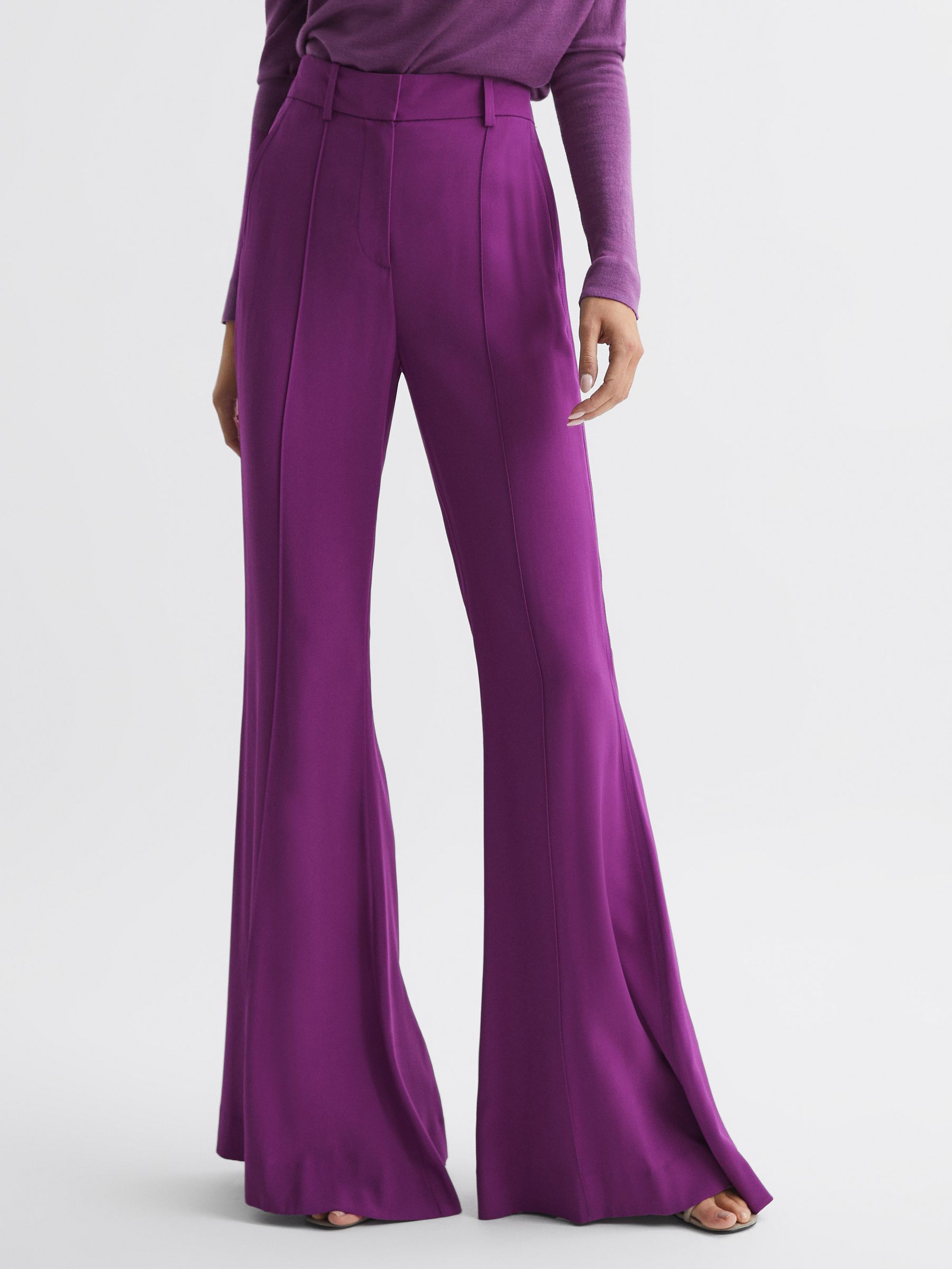 Reiss Fluid Flare Trousers in Magenta | REISS