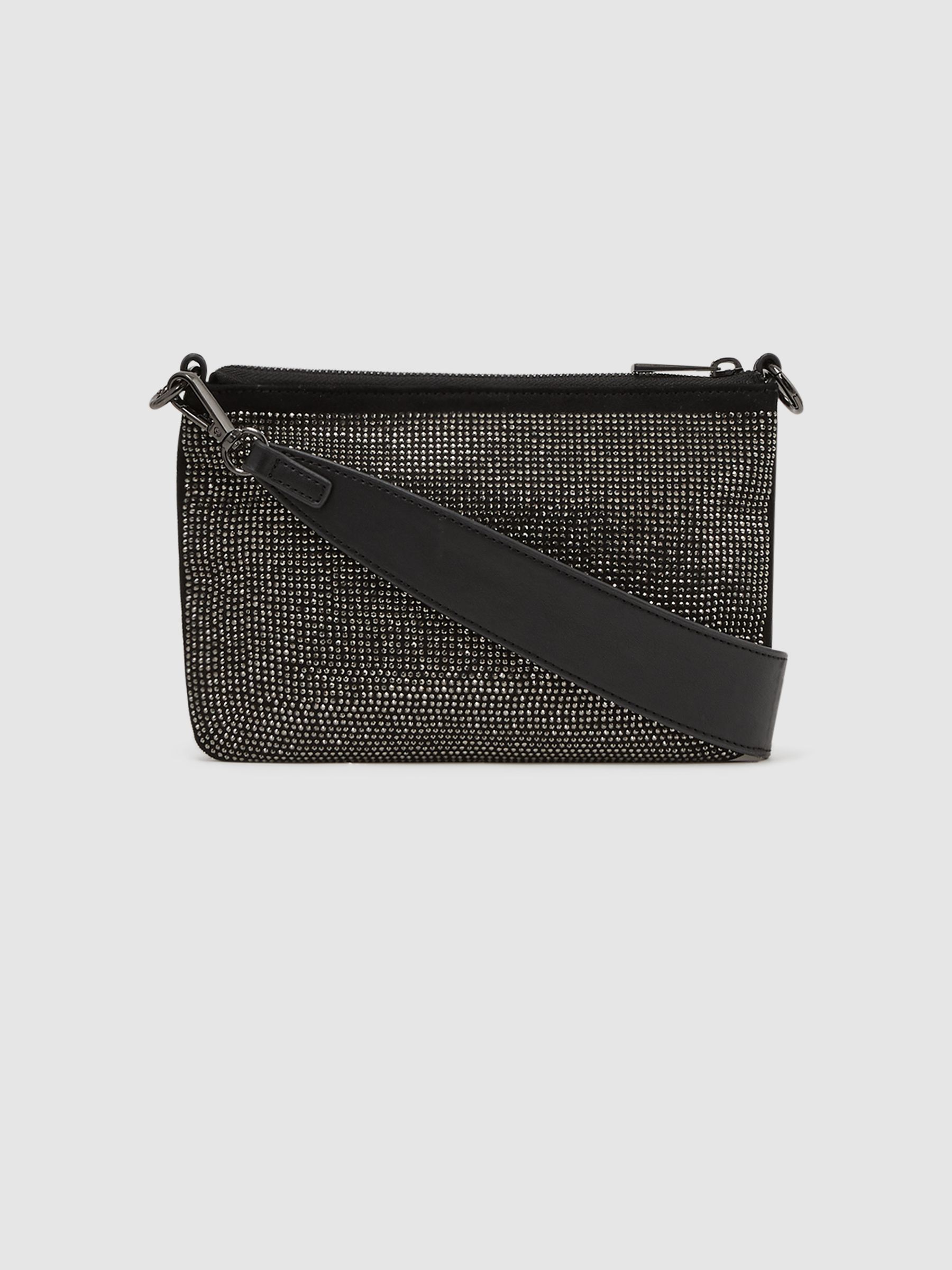 Reiss Embellished Shoulder Bag in Black - REISS