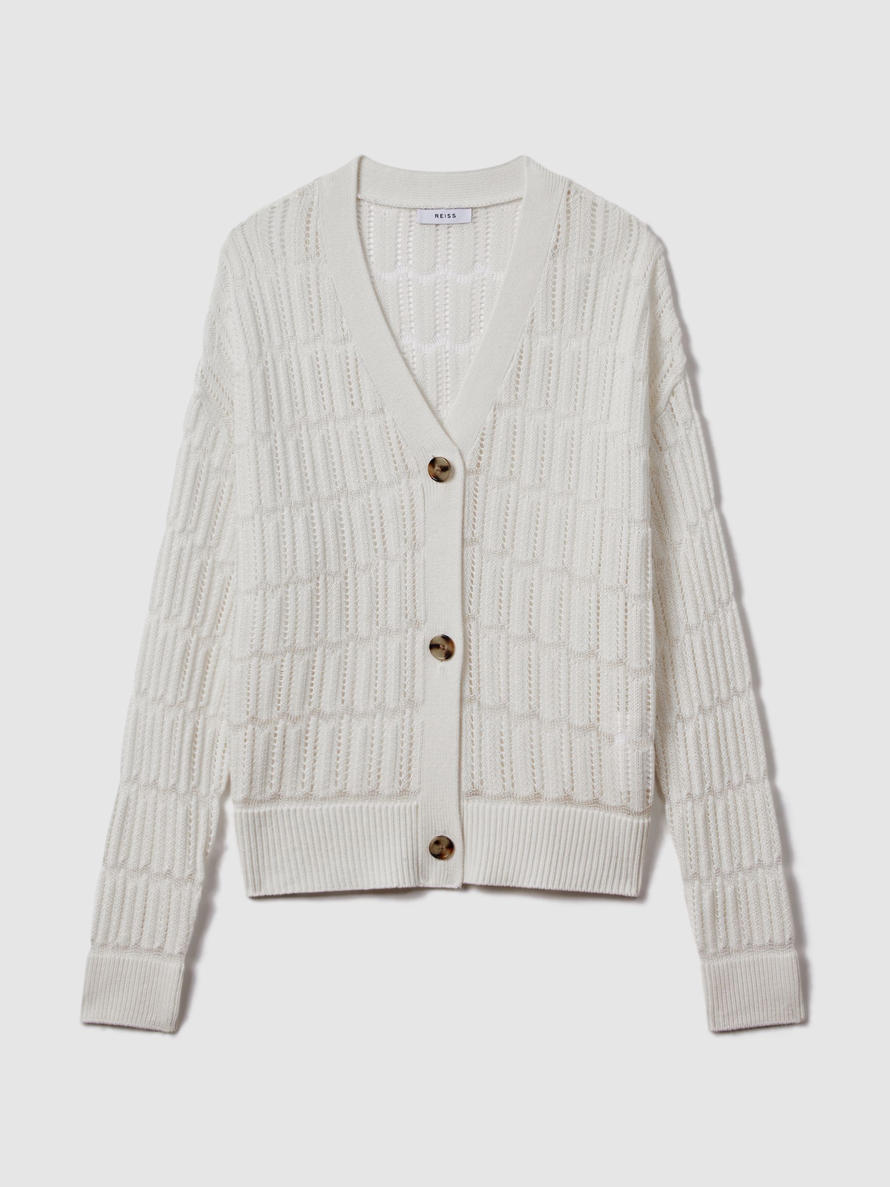 Reiss Crochet Cardigan in Ivory - REISS