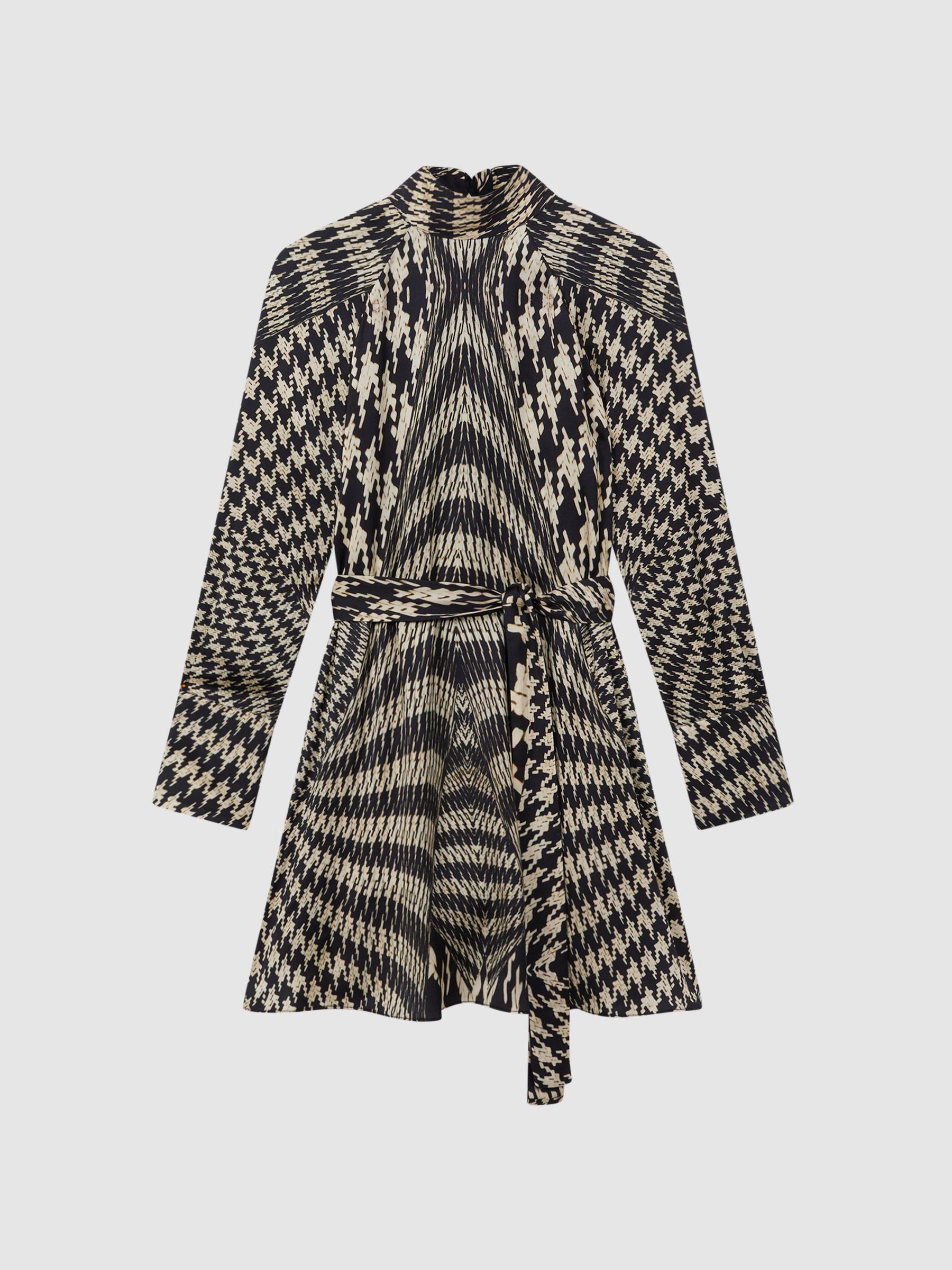 Reiss Dogtooth Mini Dress in Black/White - REISS