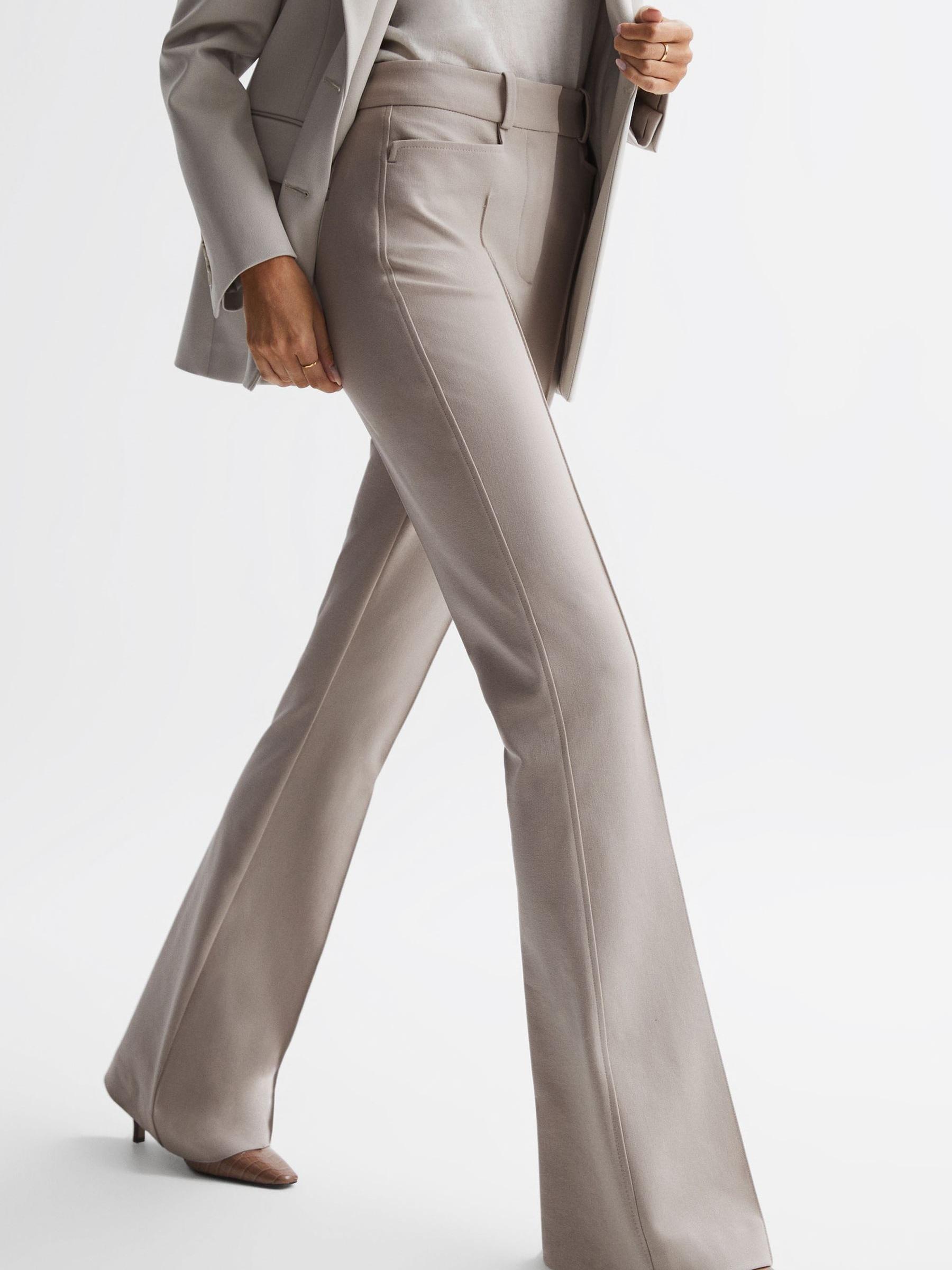 Reiss Petite Flared High Rise Trousers in Neutral - REISS