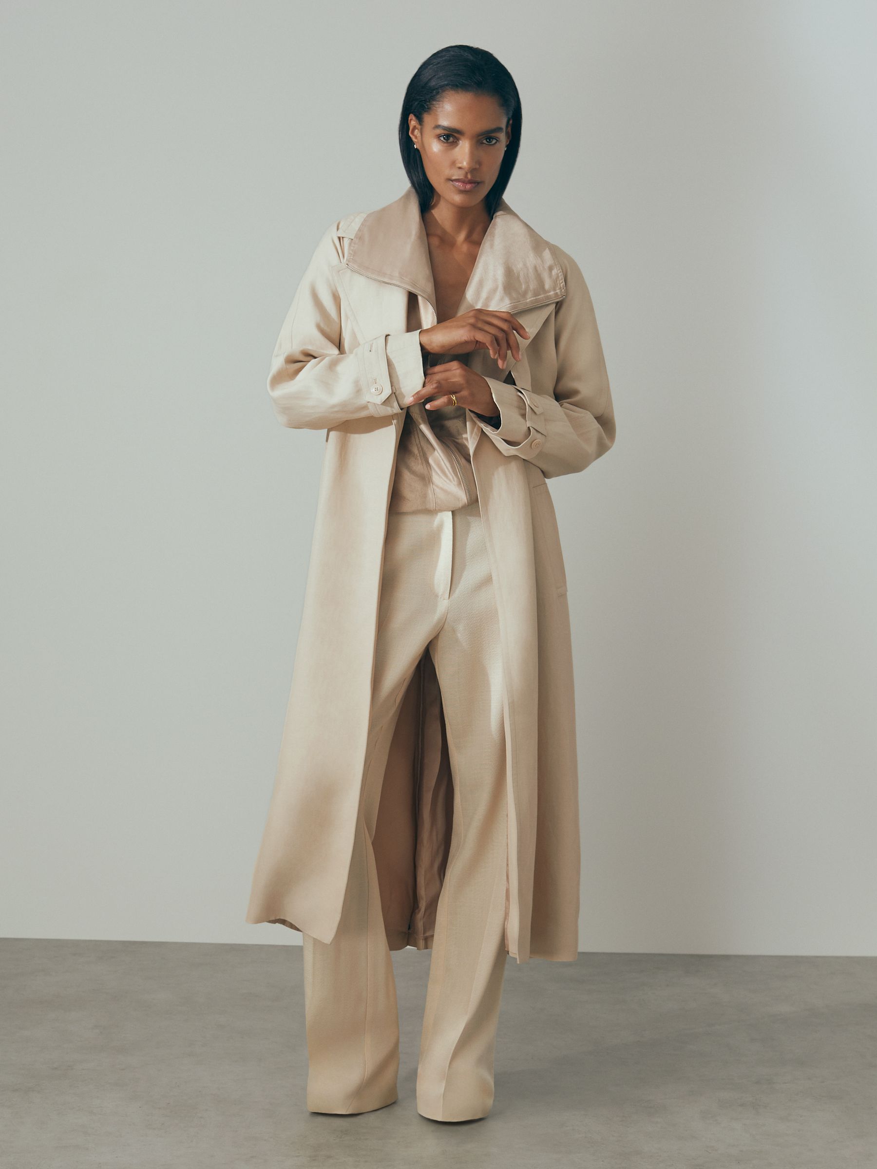 Reiss Atelier Belted Trench Coat in Blush - REISS