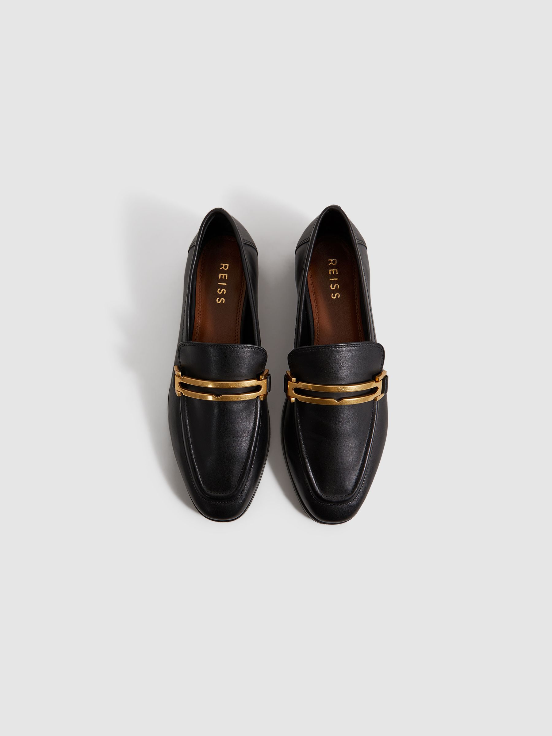 Reiss Leather Rounded Loafers in Black - REISS