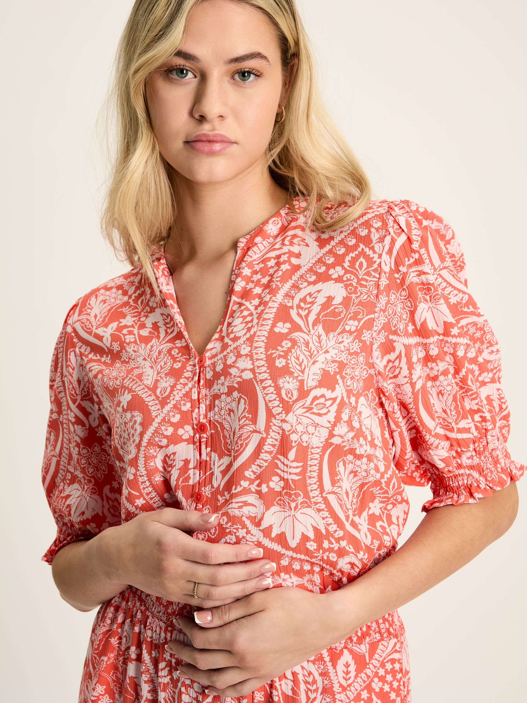 Laurie Red Viscose Midi Dress | Joules