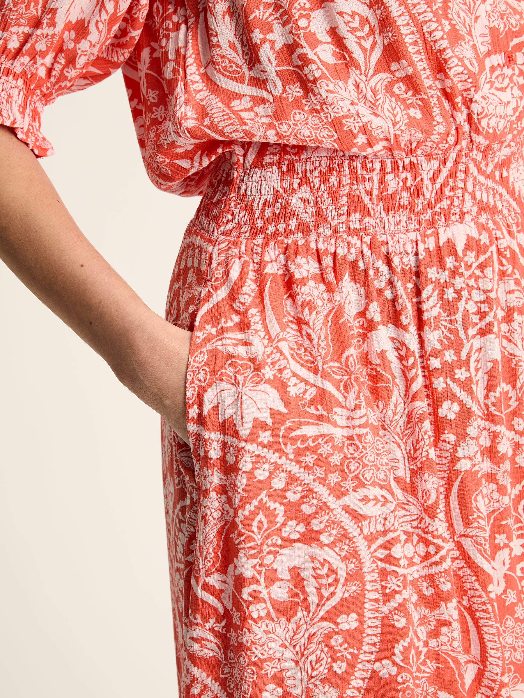 Laurie Red Viscose Midi Dress | Joules
