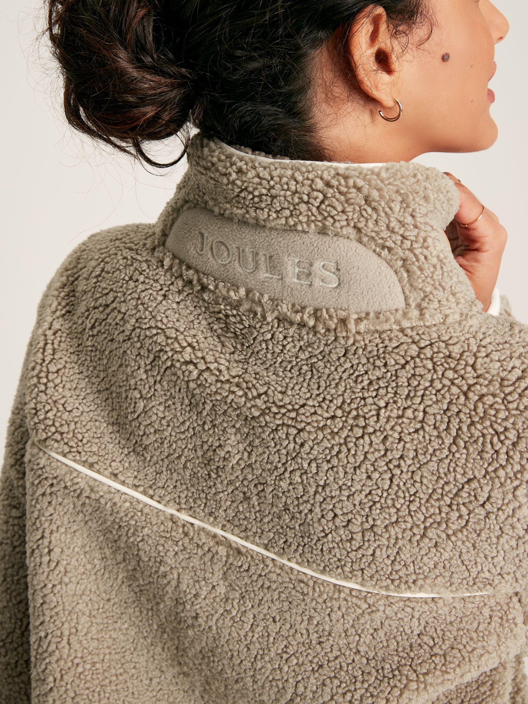 Aldeburgh Grey Half Zip Borg Fleece | Joules