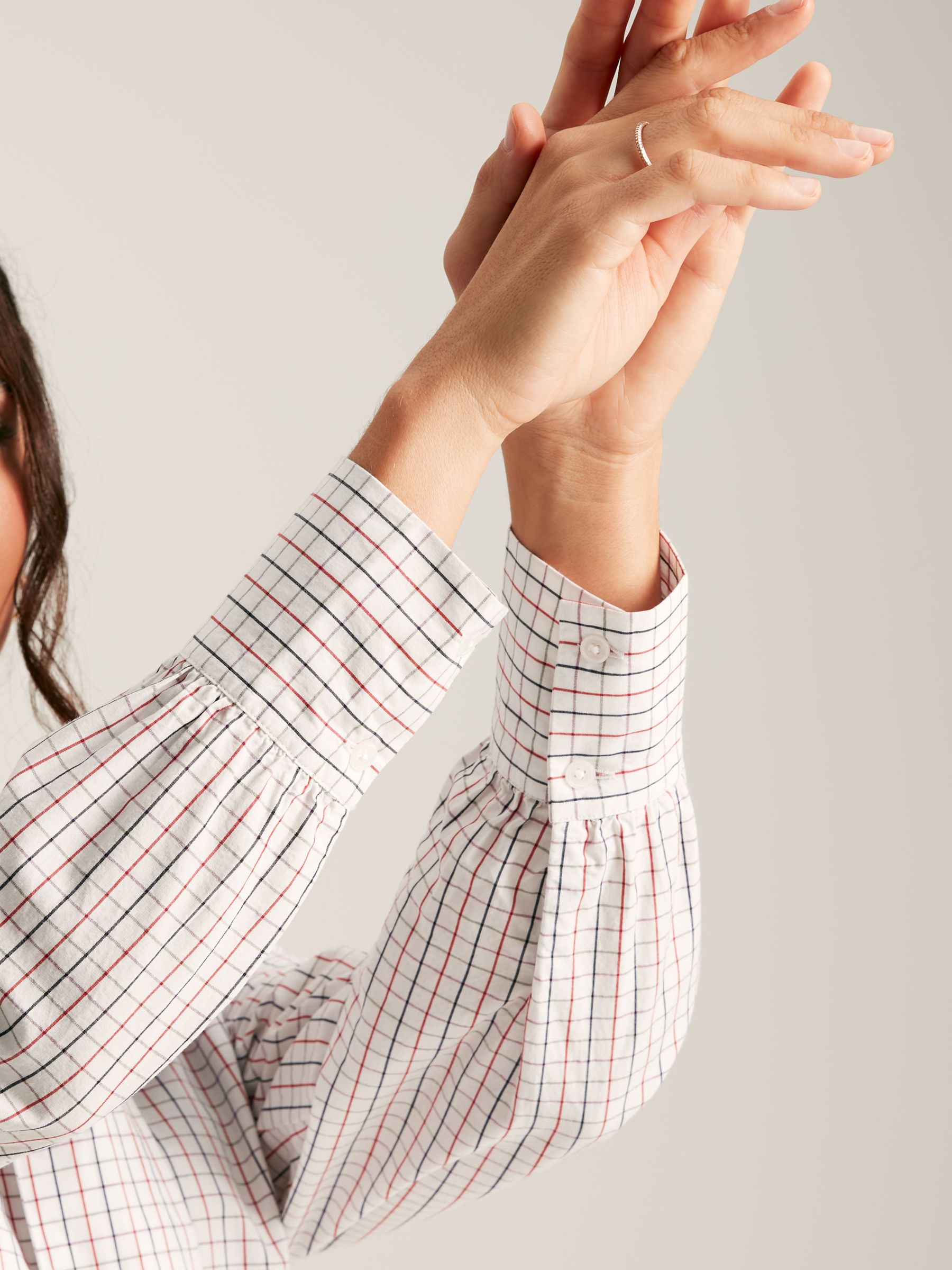 Everly Multi Check Tie Neck Blouse | Joules