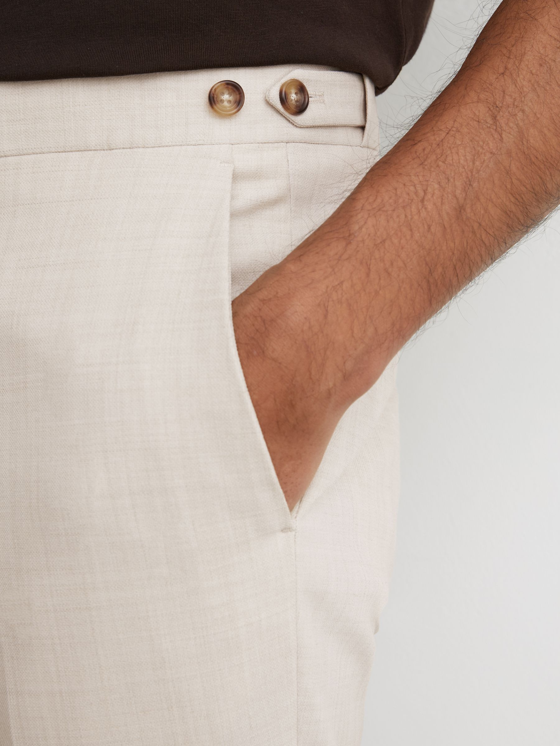 Reiss Slim Fit Side Adjuster Trousers in Stone - REISS