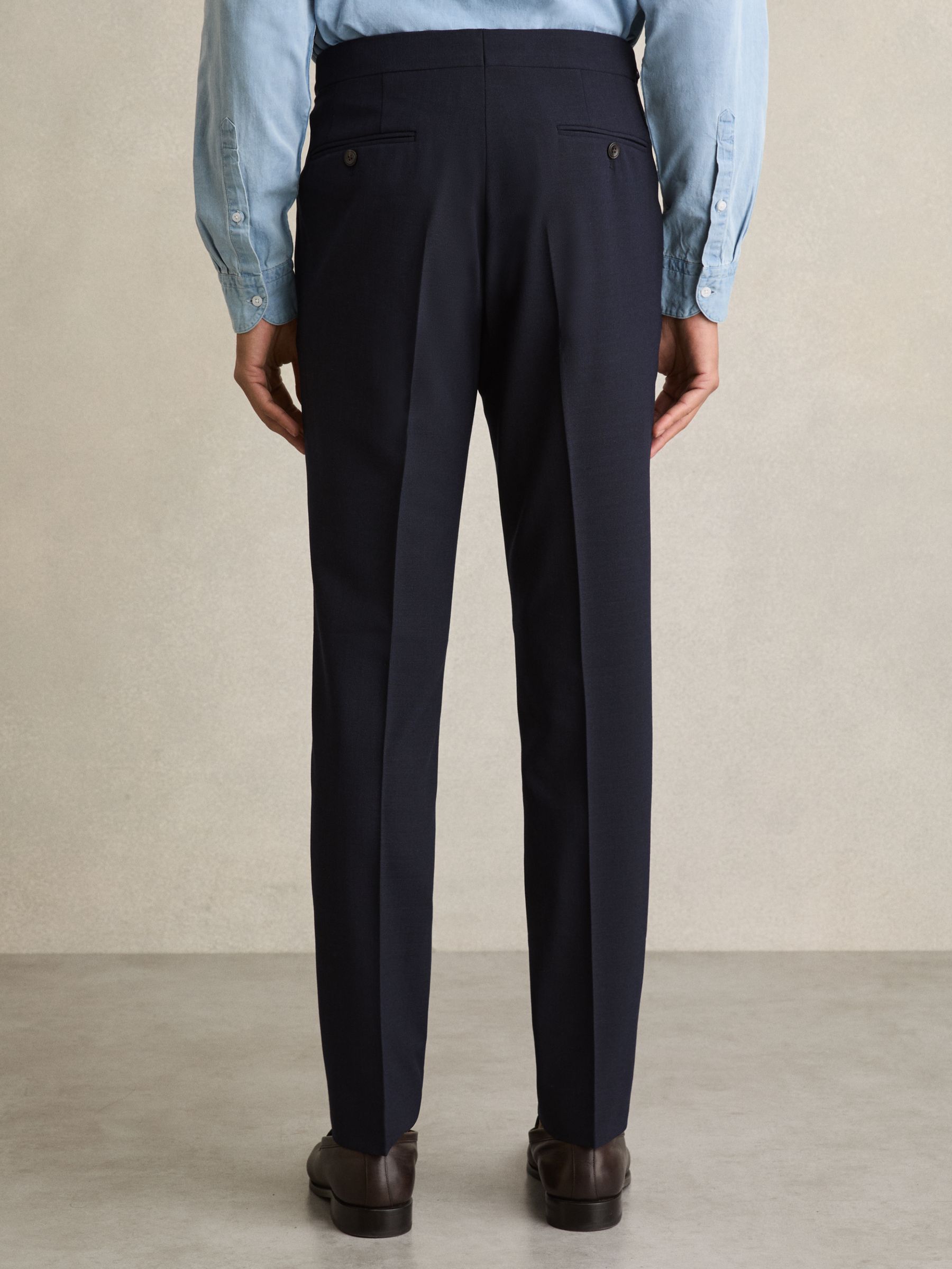Reiss Slim Fit Side Adjuster Trousers in Navy - REISS