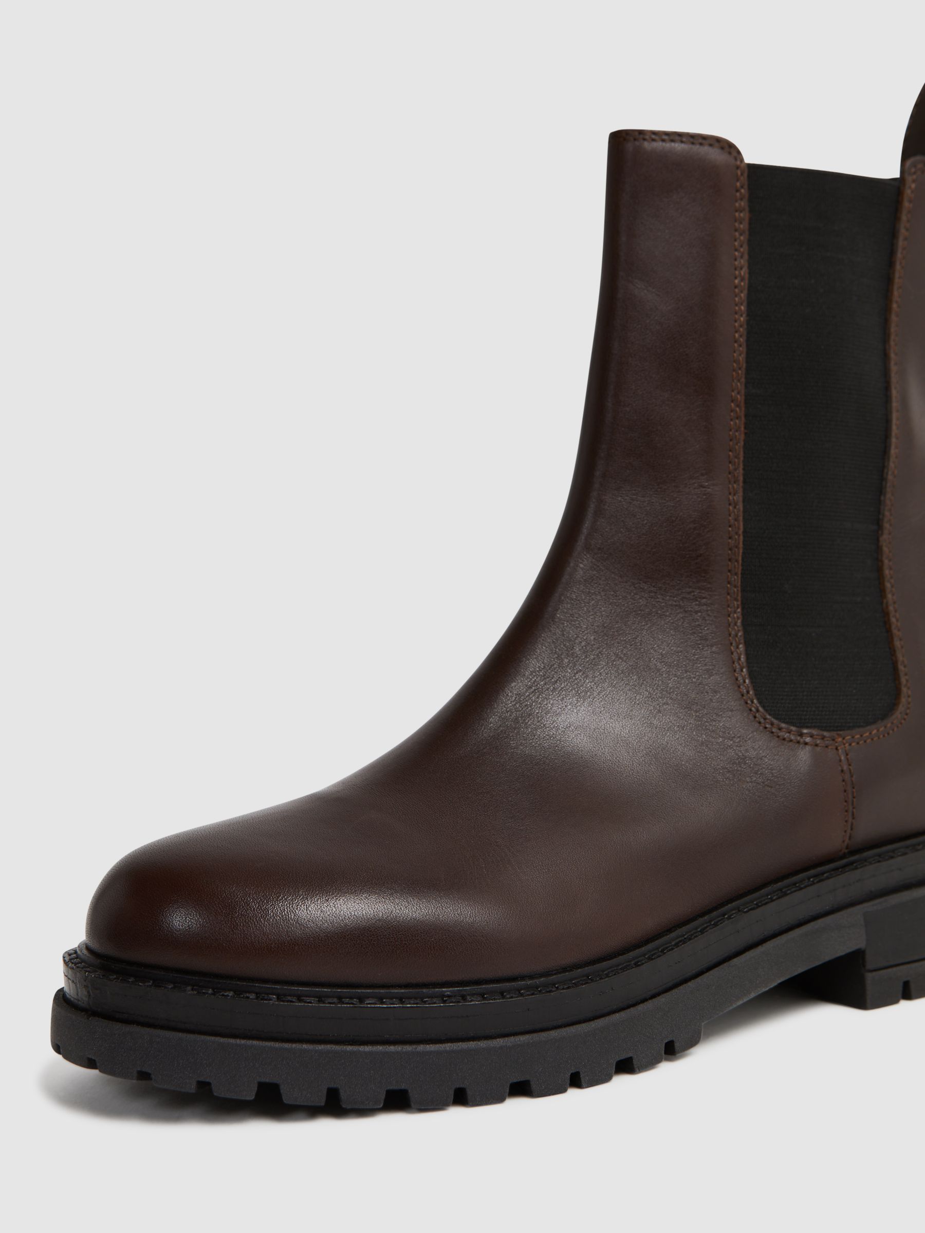 Reiss Leather Chelsea Boots in Chocolate - REISS
