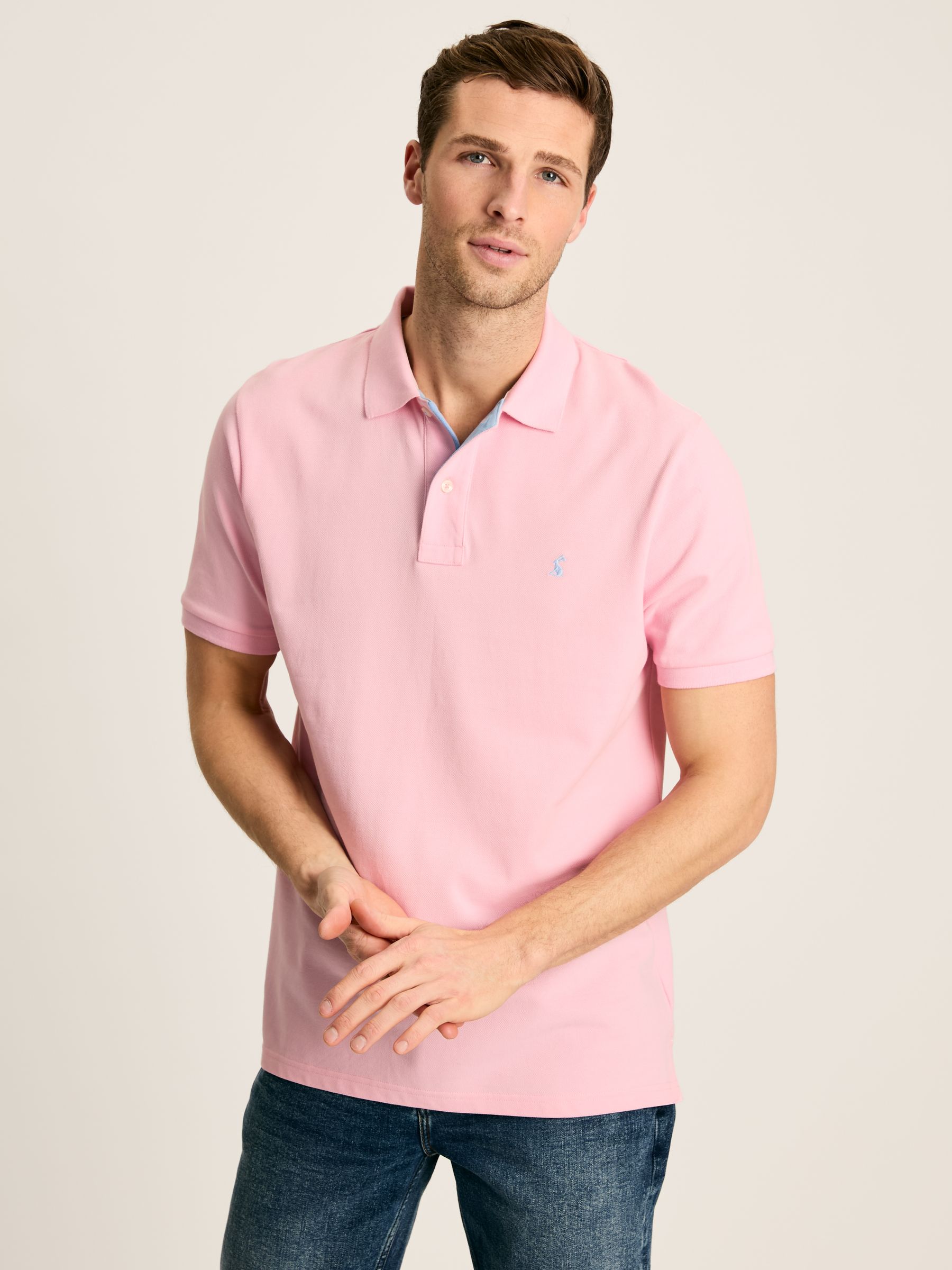 Woody Light Pink Regular Fit Cotton Pique Polo Shirt | Joules
