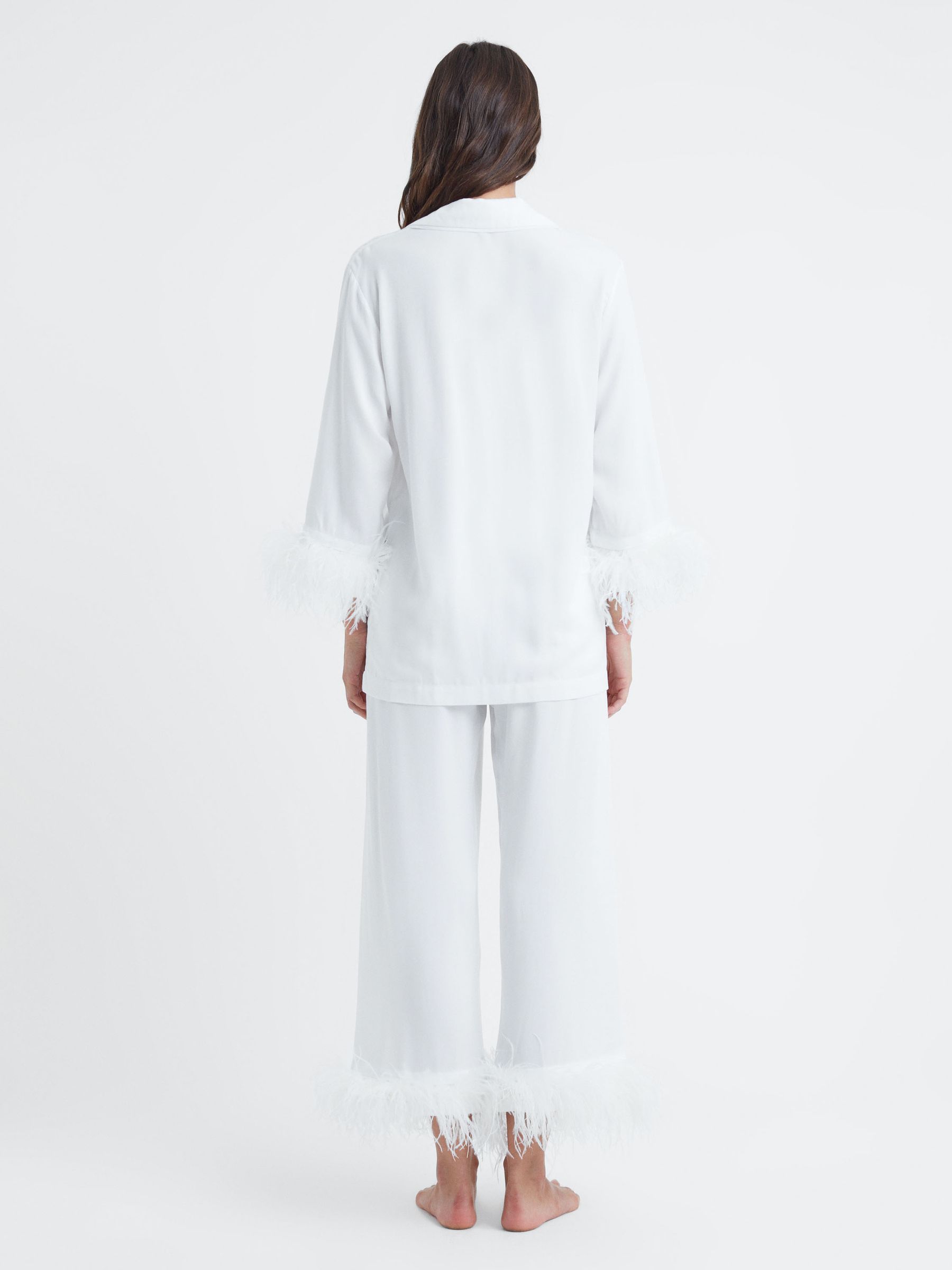 Reiss Sleeper Detachable Feather Pyjama Set in White - REISS