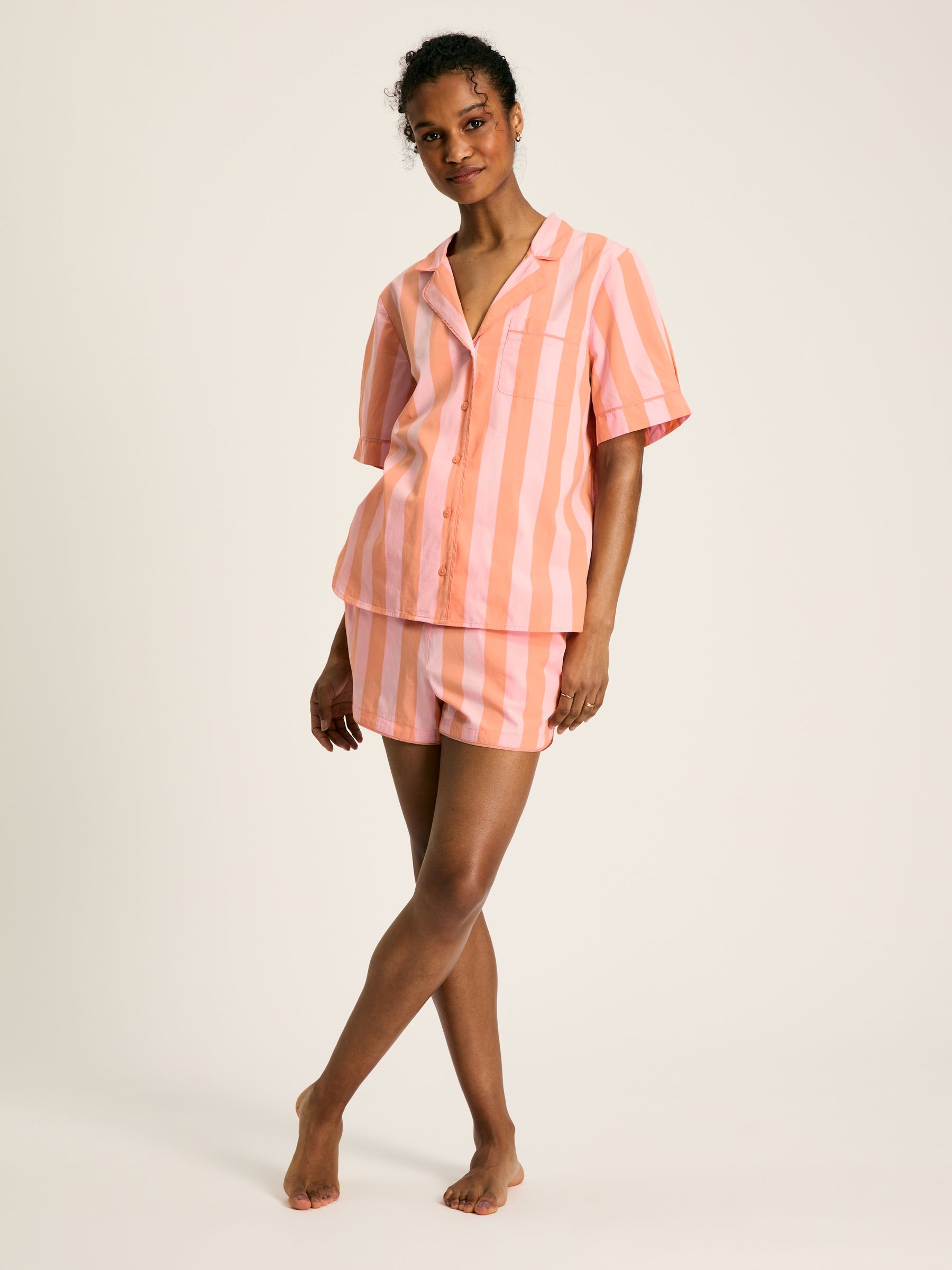 Olivia Pink Striped Pyjama Set | Joules