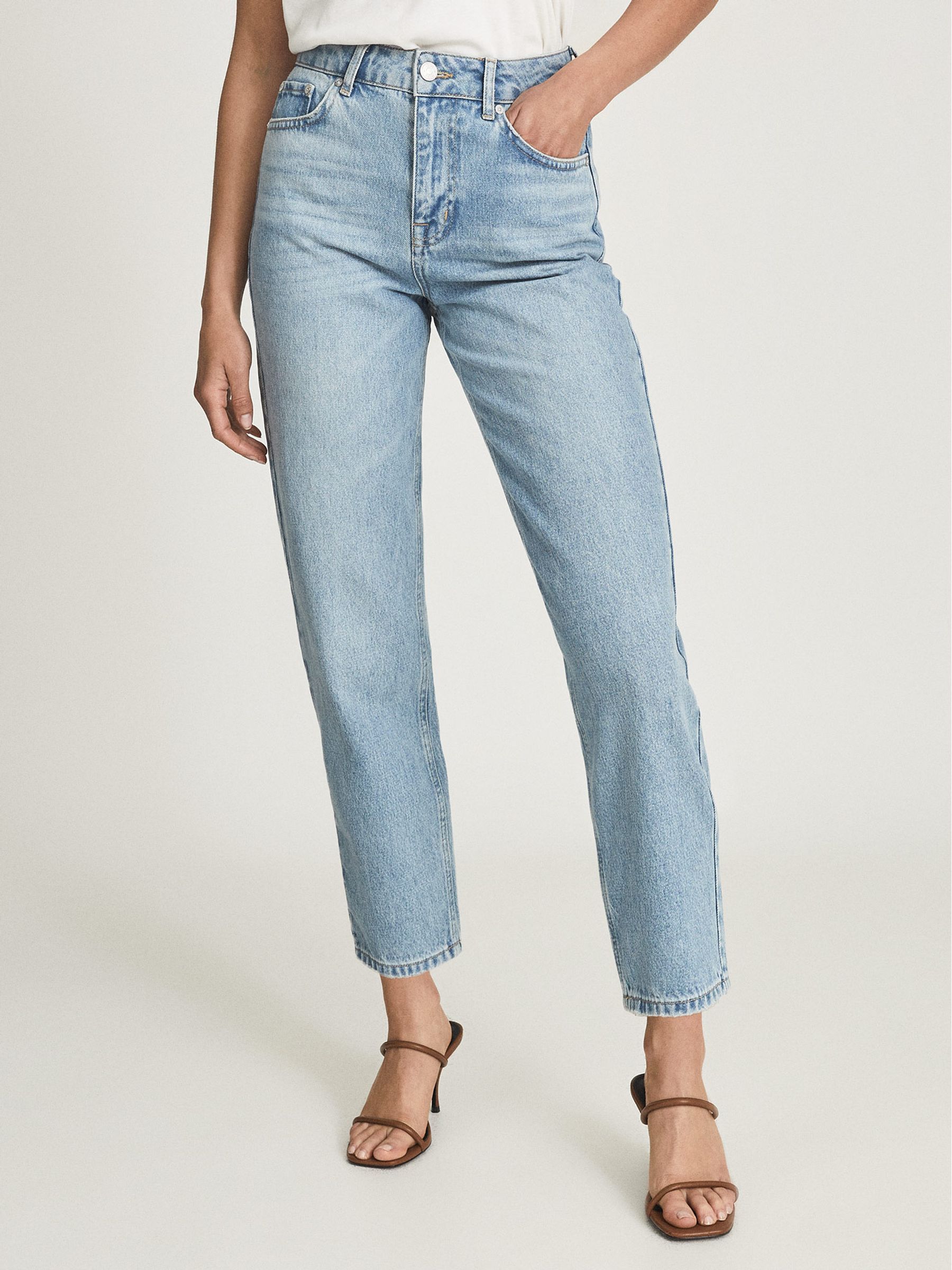 Reiss High Rise Straight Leg Jeans in Pale Blue - REISS